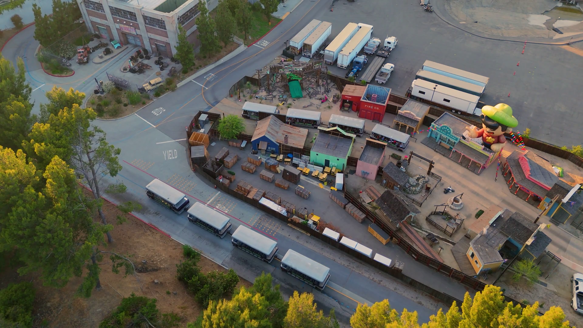 Aerial View Of Western-themed Backlot Set Stock Footage SBV-352588929 ...