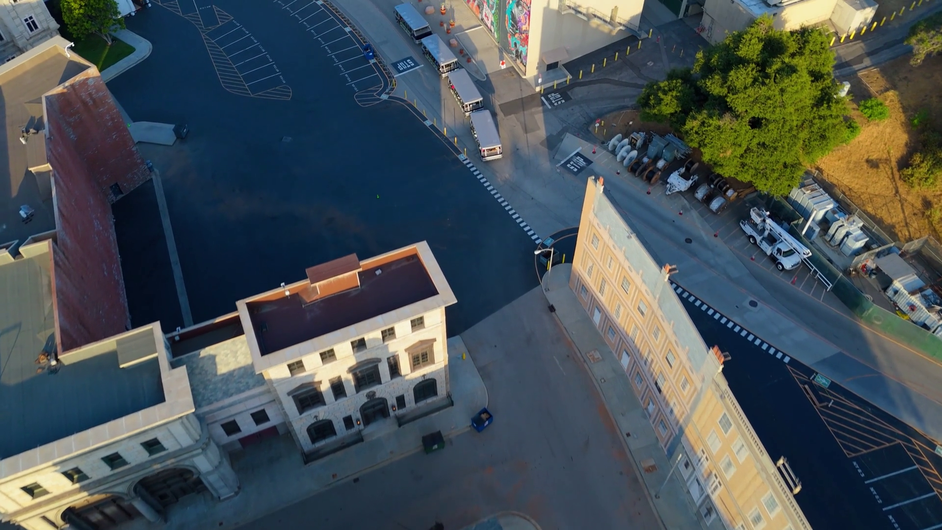 Drone View Of Backlot City Street Set At Stock Footage SBV-352737688 ...