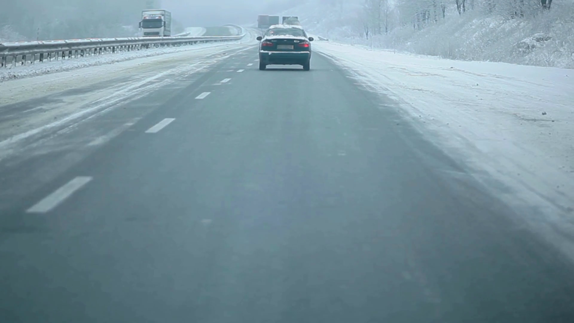 Traffic On Snowy Road In Winter Day Stock Footage SBV-305855119 ...
