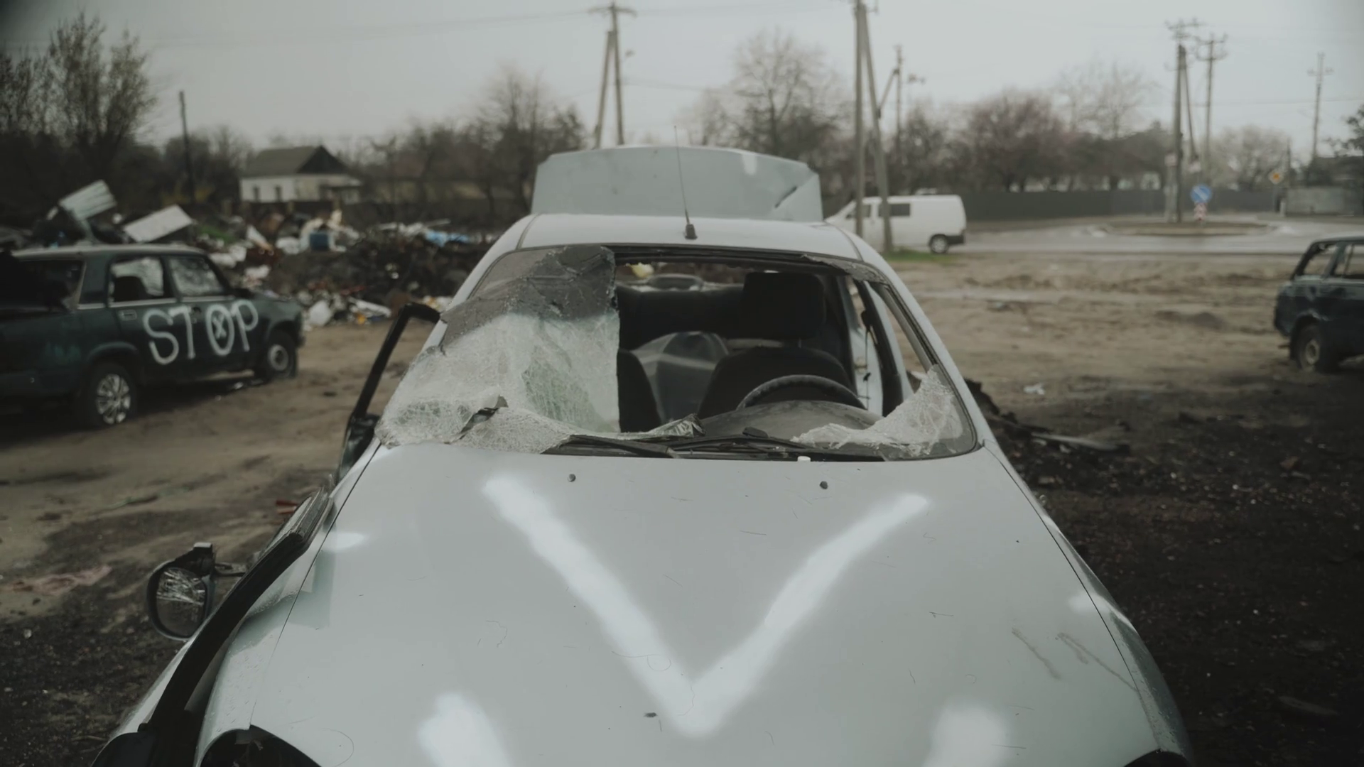 Ukraine Bucha 2022: Civilian Cars Damaged Stock Footage SBV-347552997 ...