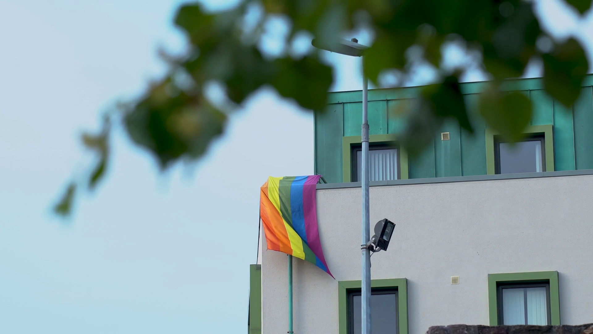 Multi-colored Lgbt Flag On Building Of House Stock Footage SBV ...