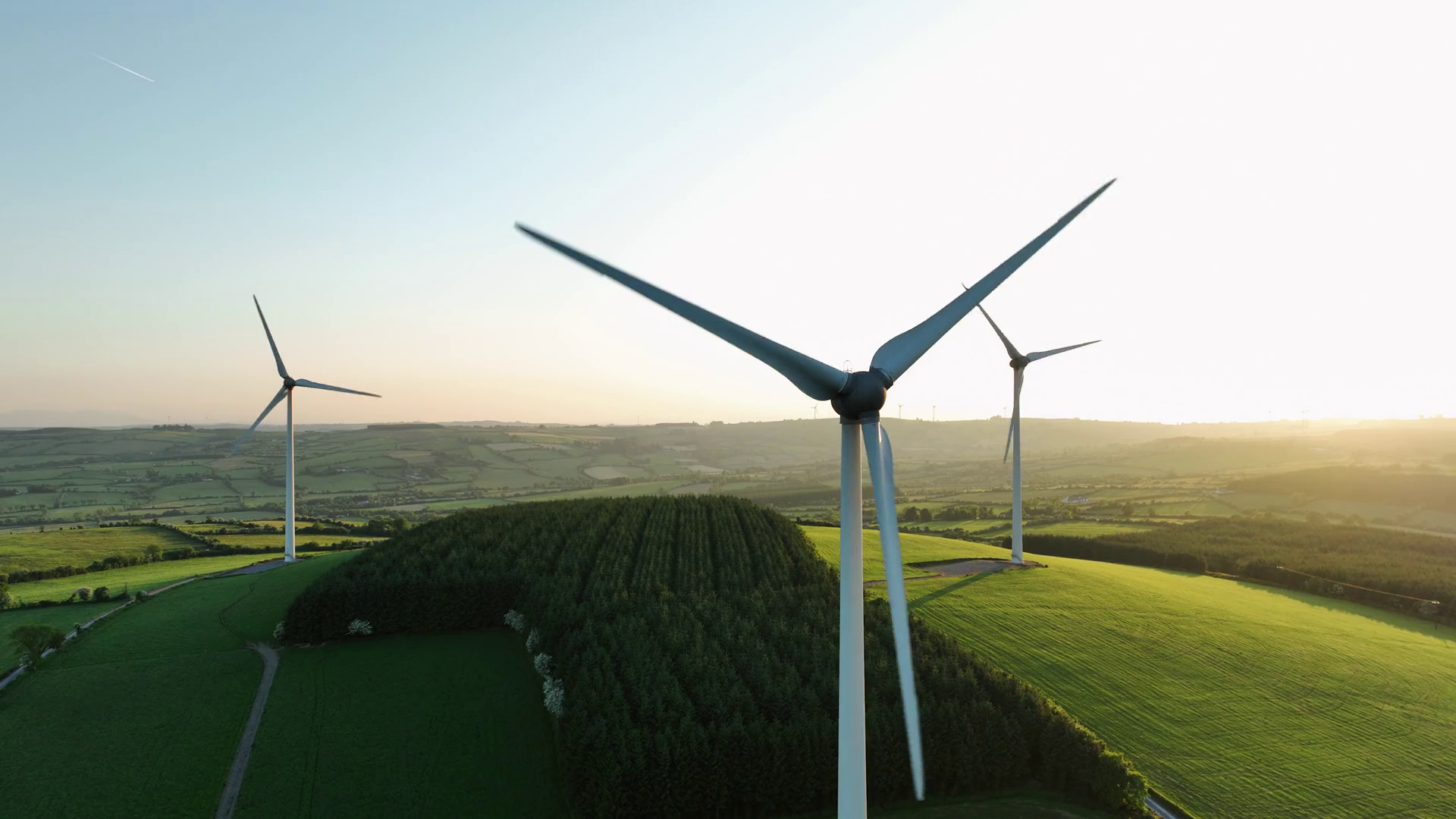 Tree Massive Wind Mills Stand At Sunset Stock Footage SBV-347735857 ...