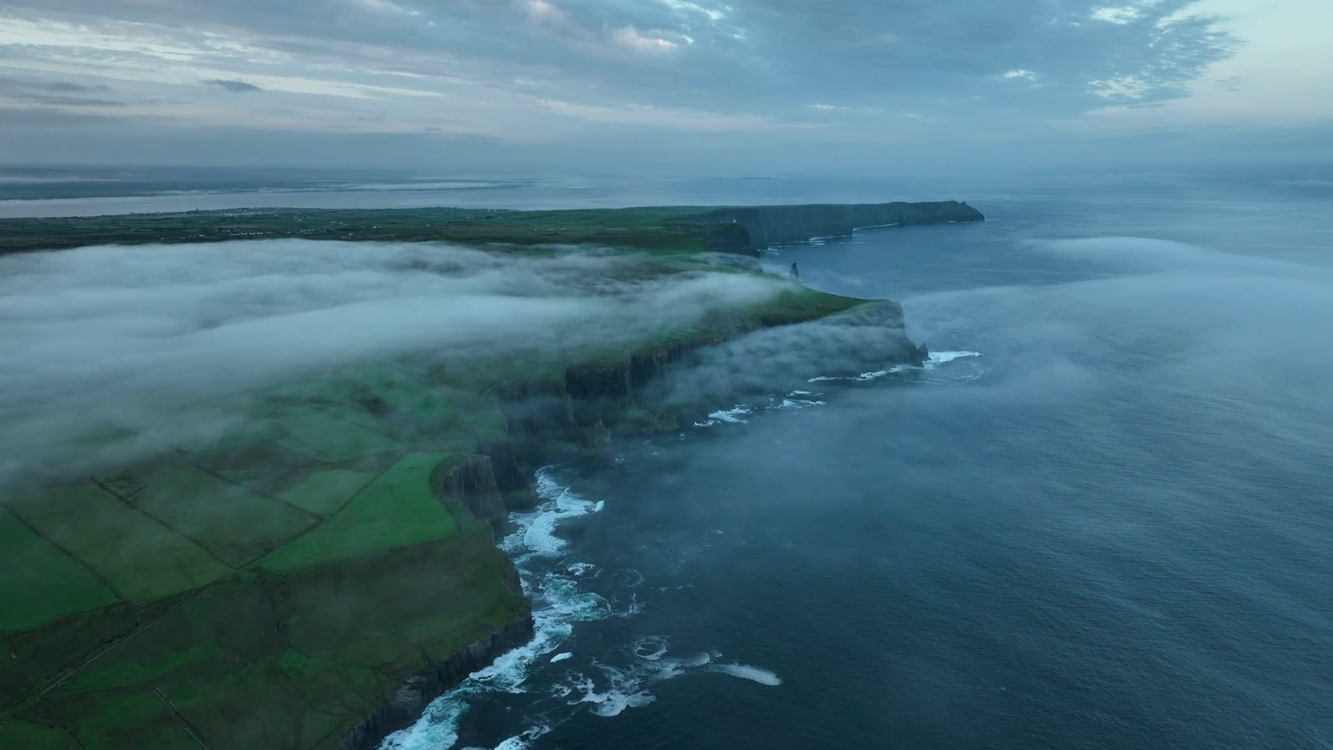 Flying Over Clouds Above Cliffs Of Moher 4k Stock Footage SBV-348559699 ...