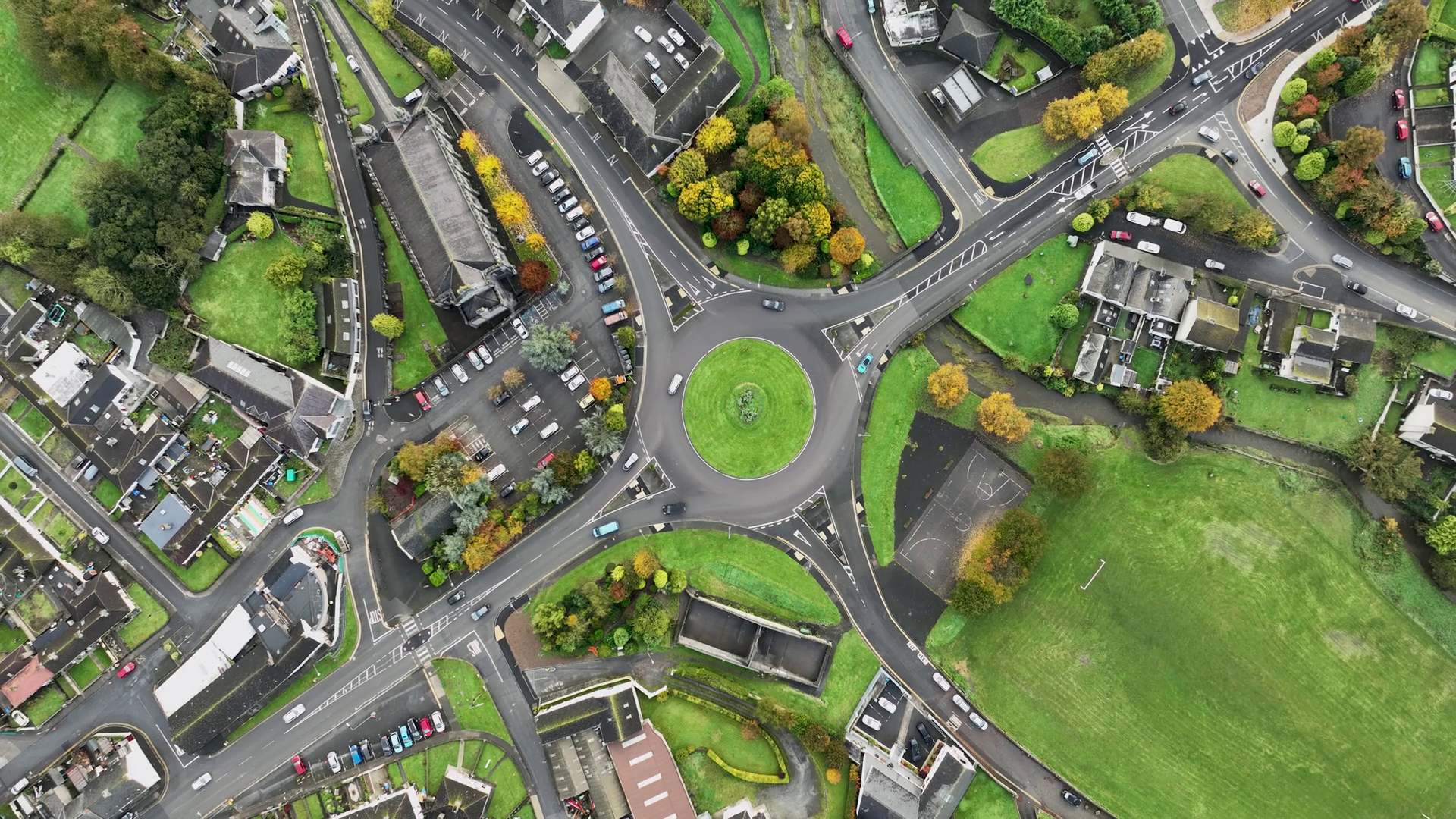 Roundabout Aerial Top View With Cars By Stock Footage SBV-348715117 ...