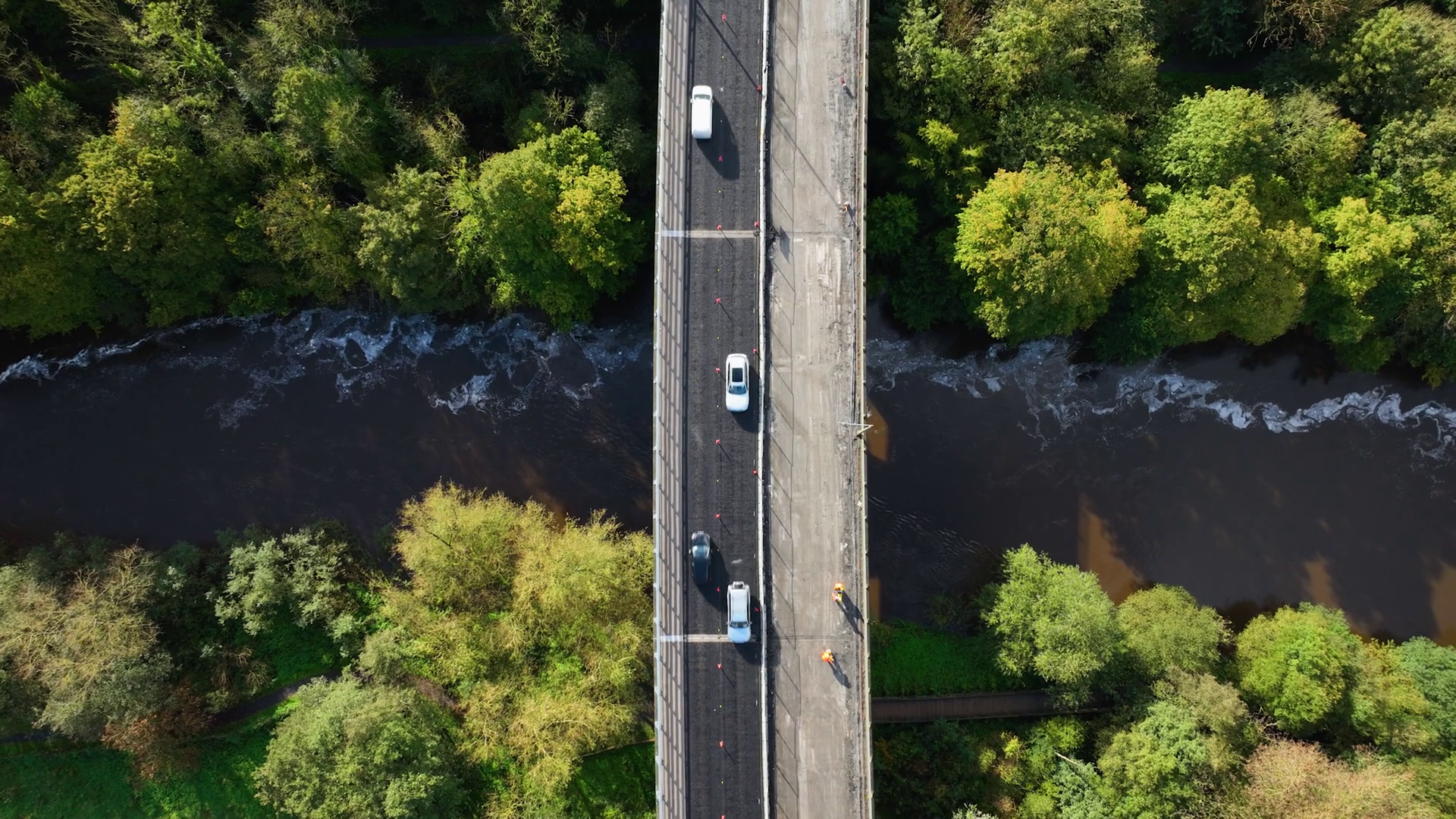 Aerial View Of Cars Driving Across Bridge Stock Footage SBV-348749627 ...