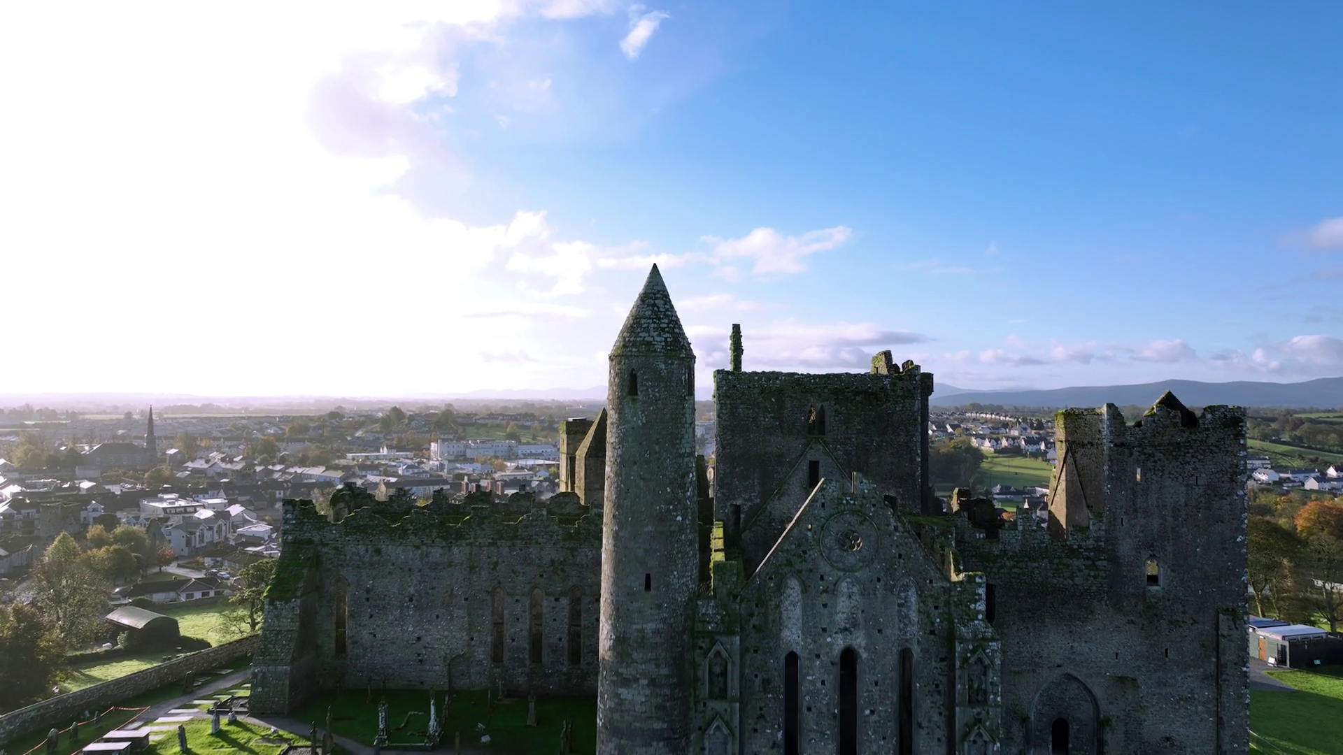Aerial View Over Rock Of Cashel Also Known Stock Footage SBV-348817304 ...