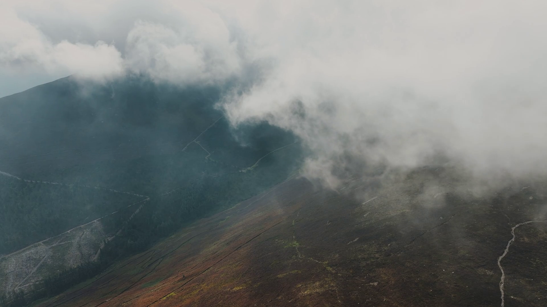Flying In Clouds Over Mountains Of Ireland Stock Footage SBV-348843090 ...