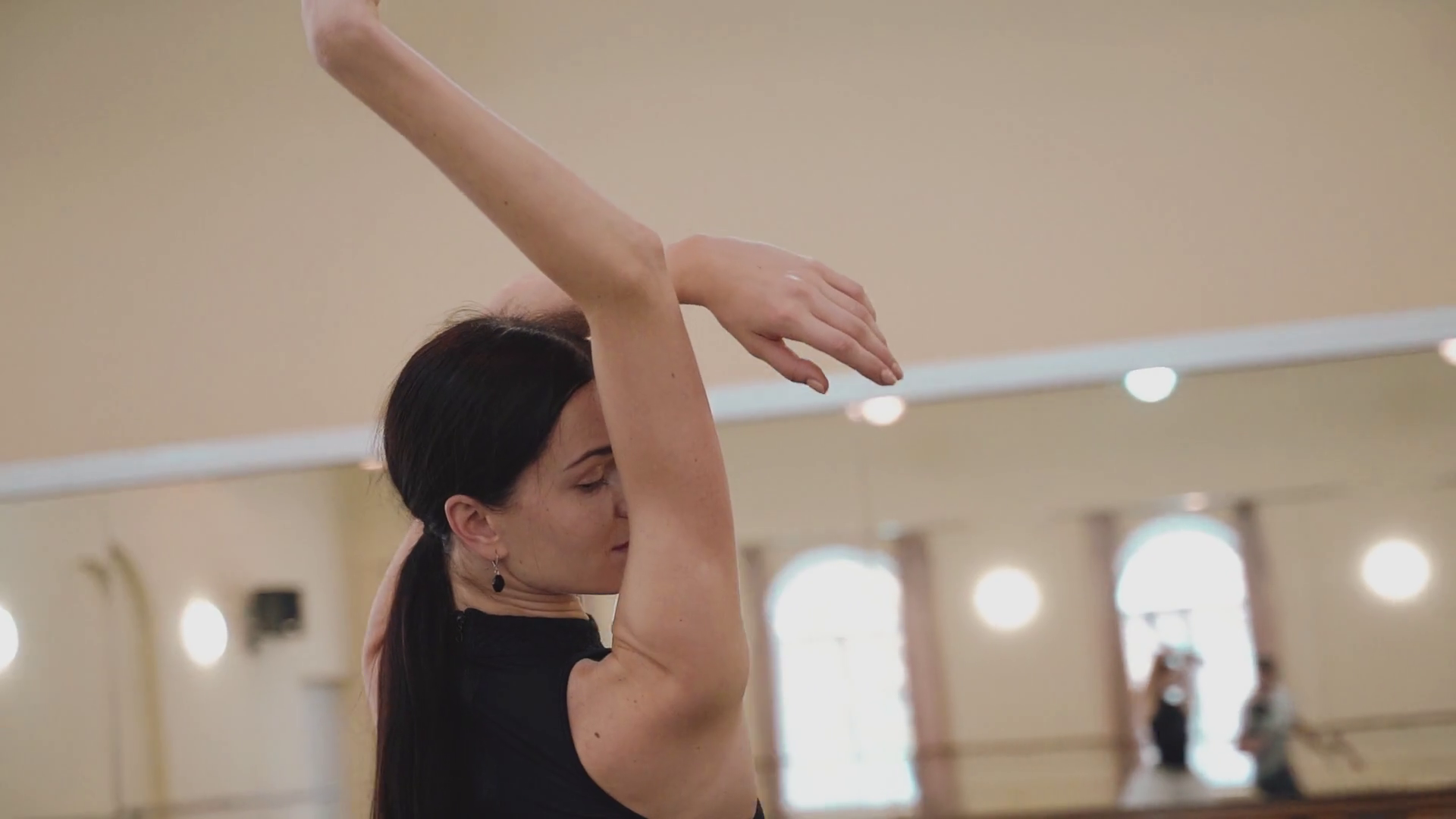 A Portrait Of Ballet Dancer In Centre Of Hall Stock Footage SBV ...