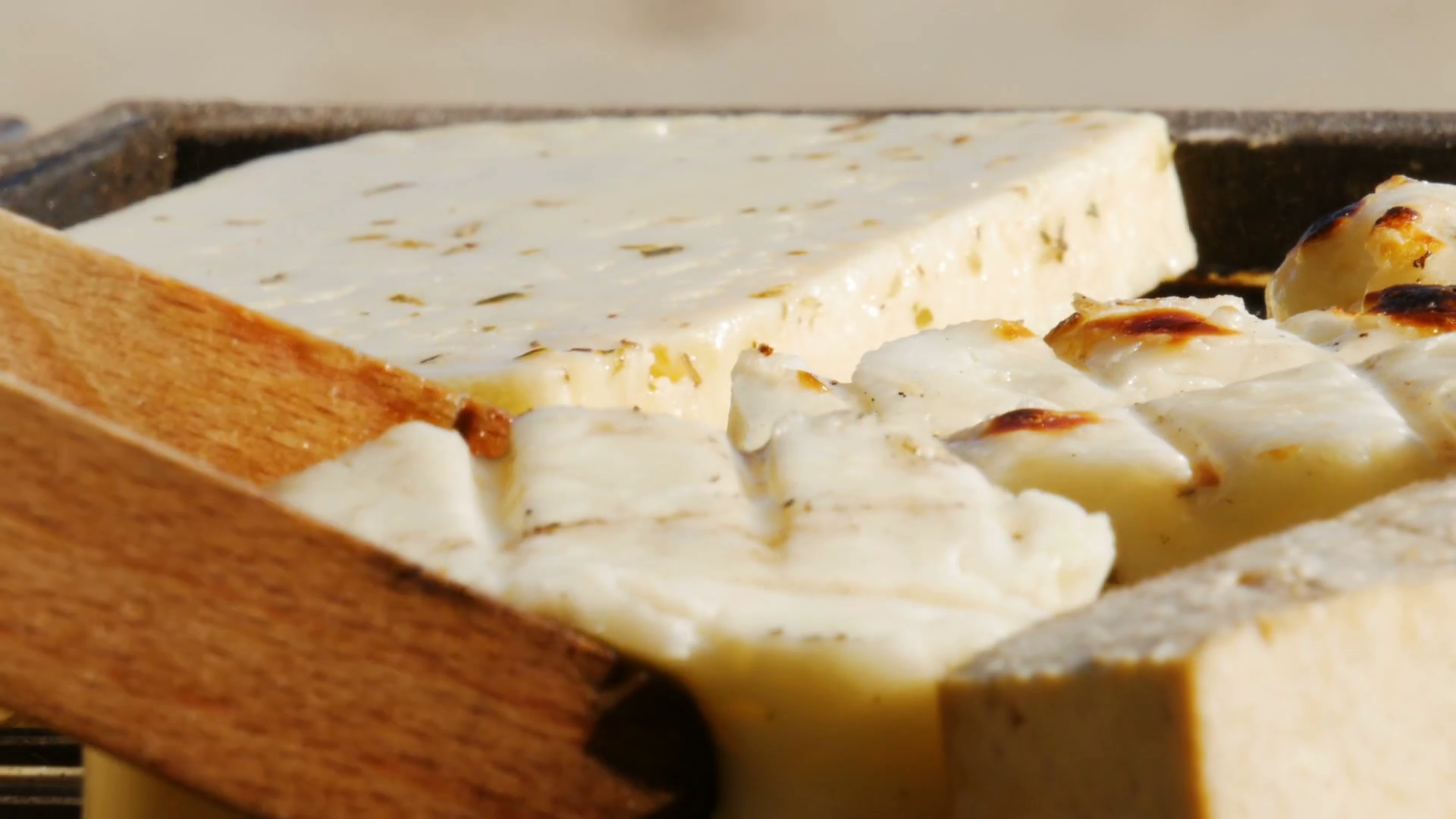 Barbecue - grilling vegetarian food - tofu and cheese - close up - 4k ...