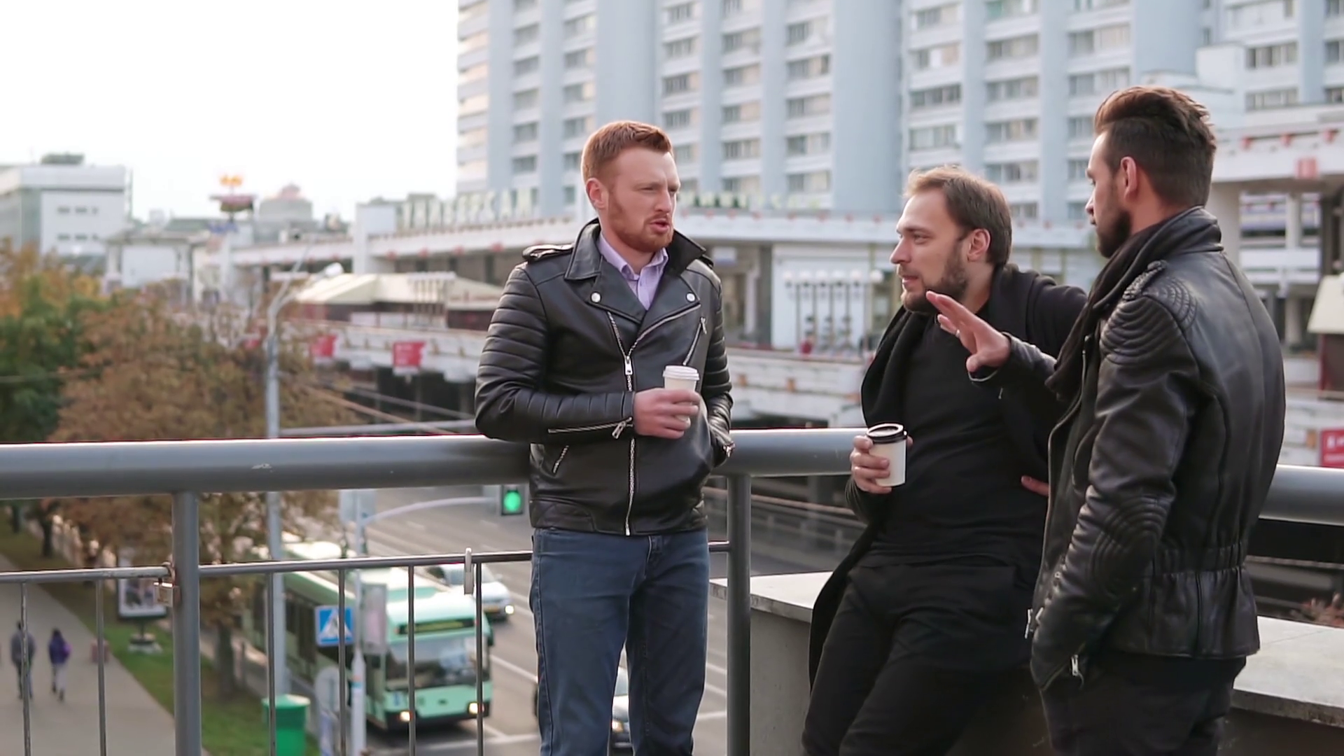 Three Young Men Have Conversation On Bridge Stock Motion Graphics SBV ...