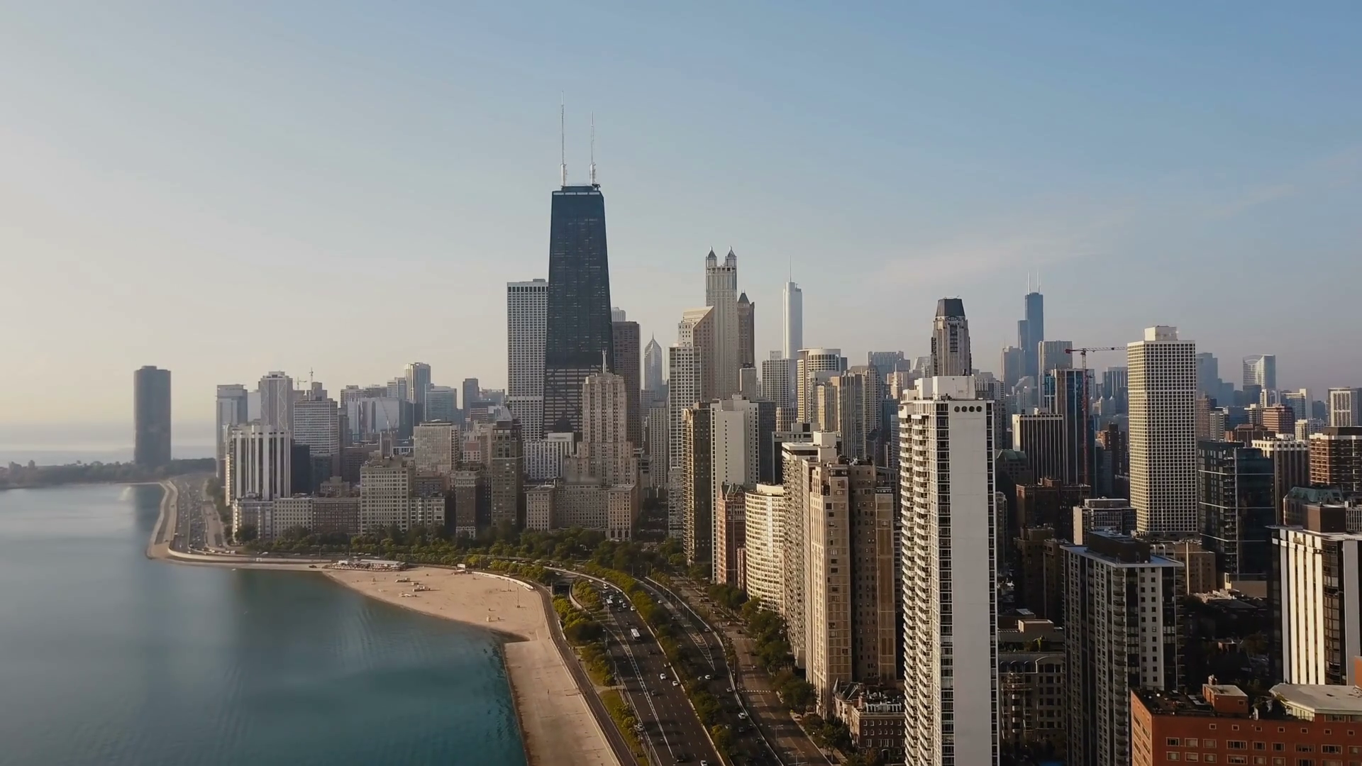 Aerial View Of Chicago America Drone Flying Stock Footage SBV-317466388 ...