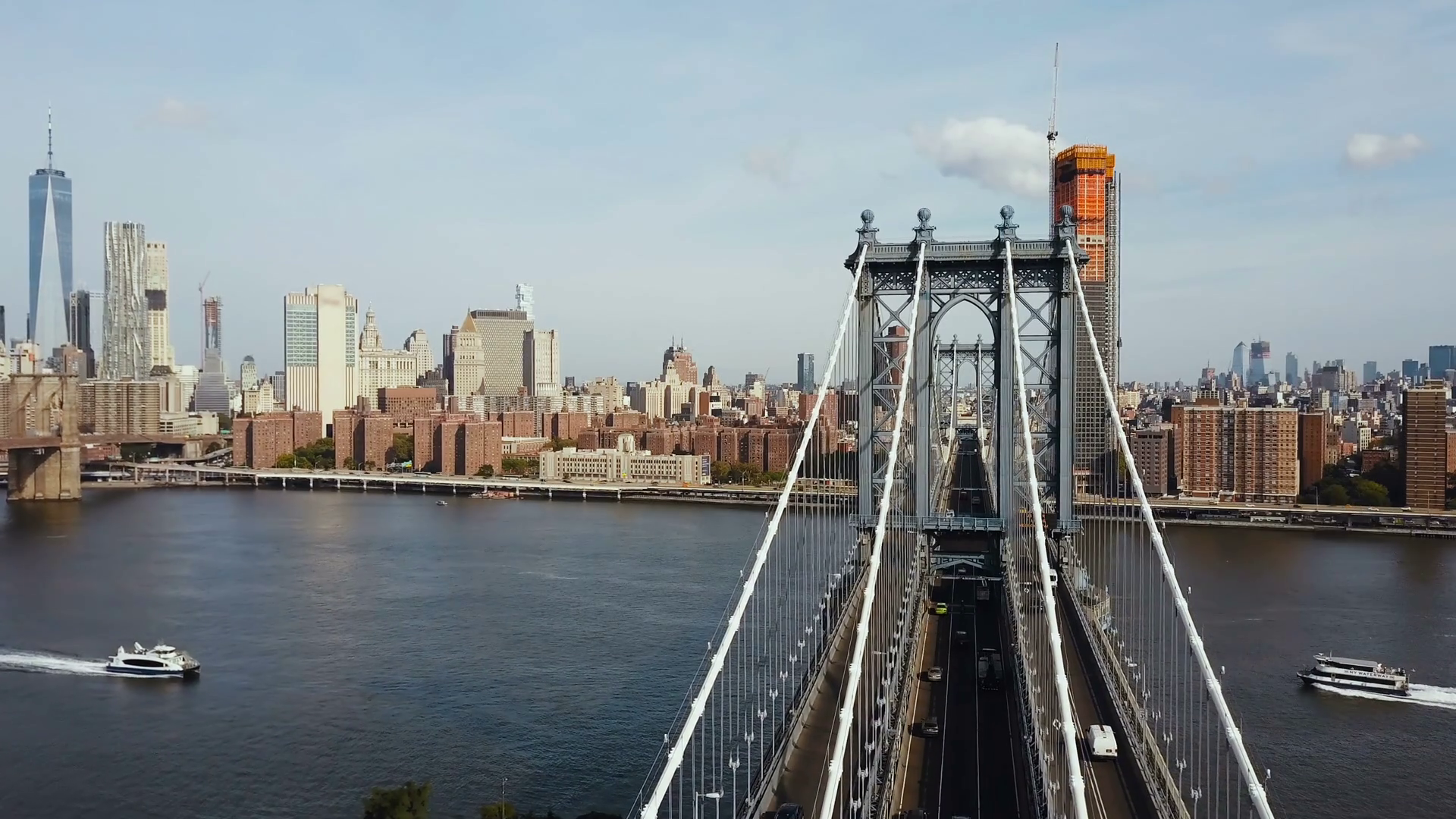 Aerial View On Manhattan Bridge In New York Stock Footage SBV-319027534 ...