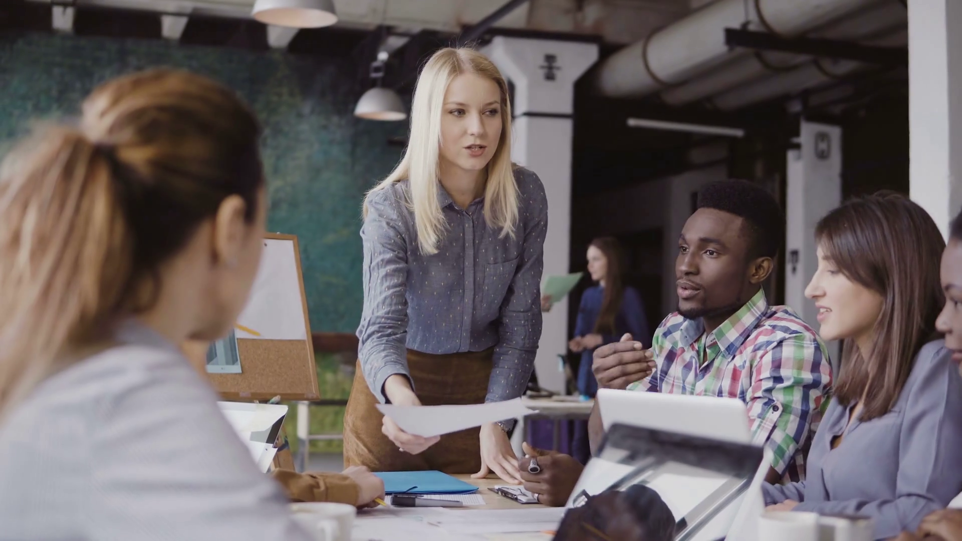 Team Leader Guiding Diverse Team In Creative Stock Footage SBV ...