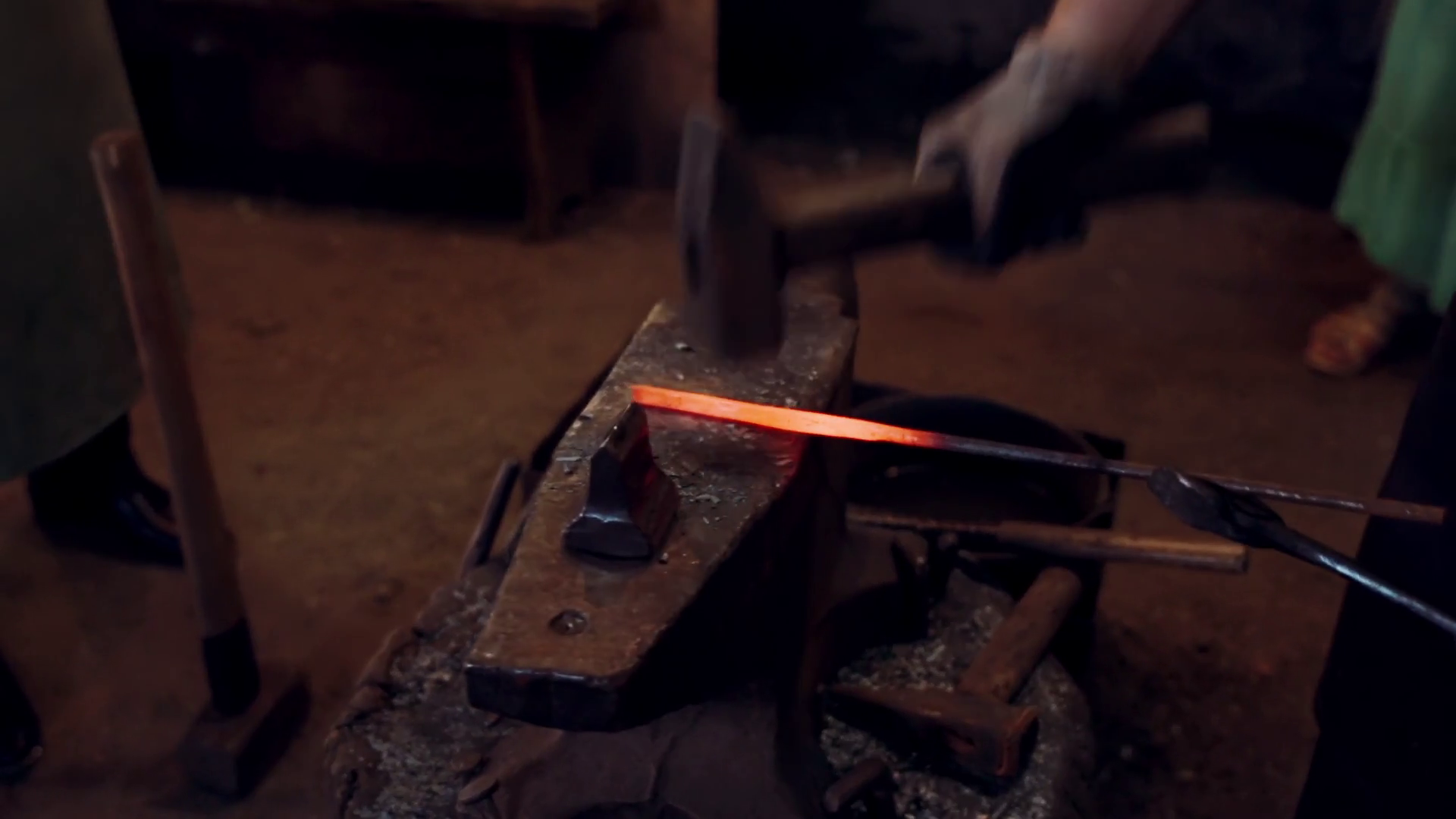 Close-up View Of Craftsman Forging Iron With Stock Footage SBV ...