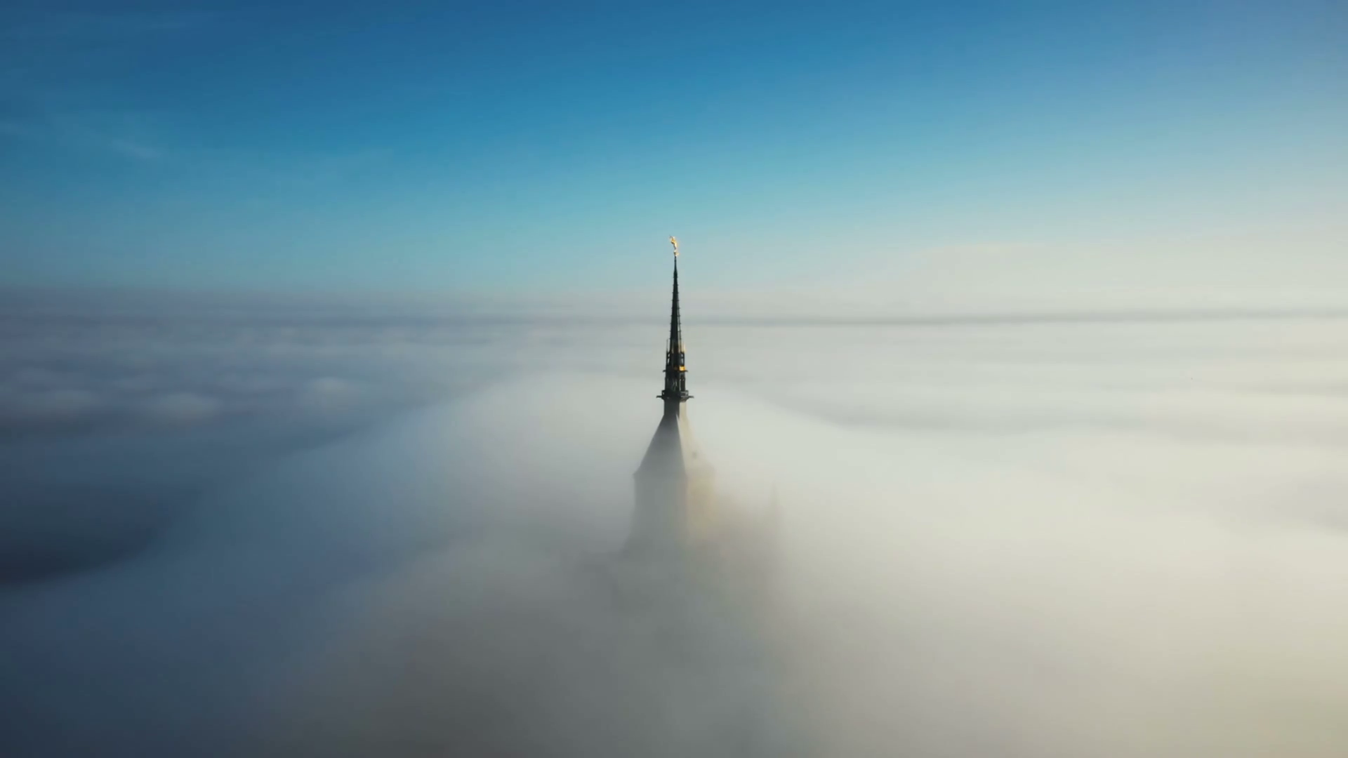 Drone Flying Around Ethereal Golden Abbey Stock Footage SBV-332778040 ...