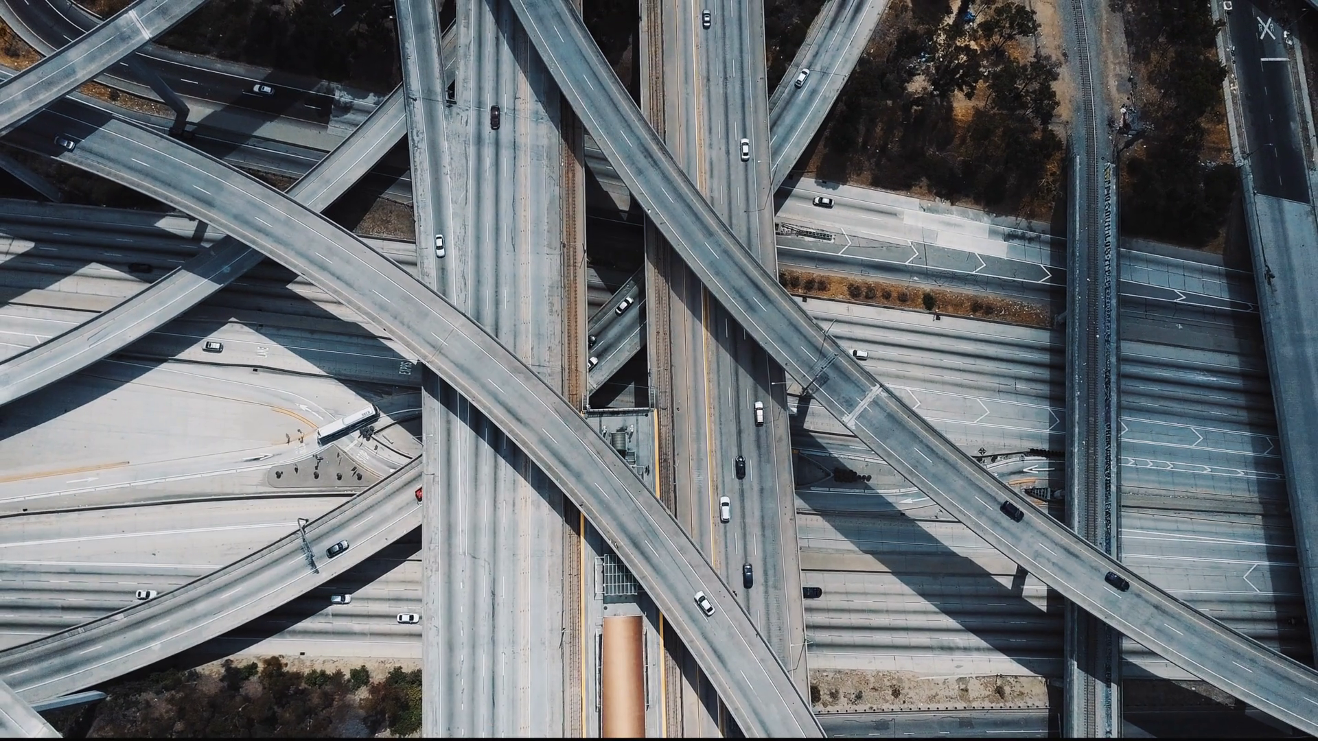 Drone Rising Over Epic Complex Freeway Stock Footage SBV-327752696 ...