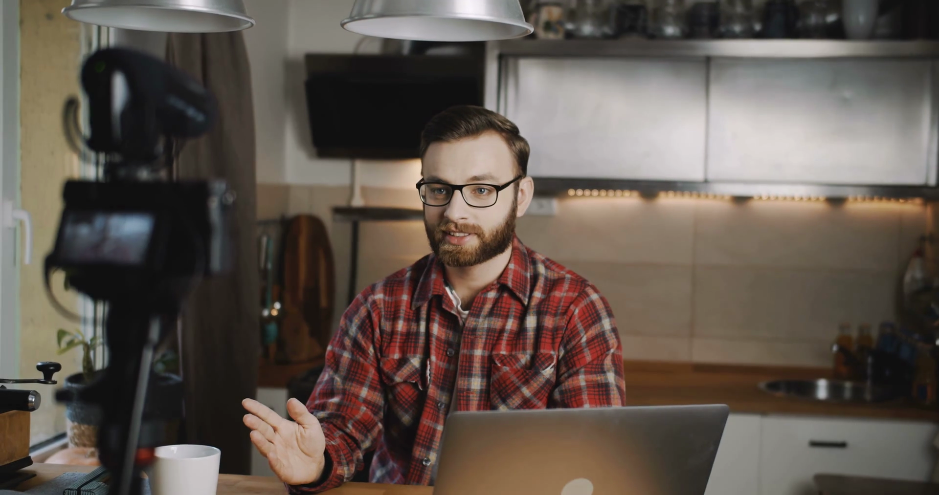 Happy Young Caucasian Technology Blogger Man Stock Footage SBV ...