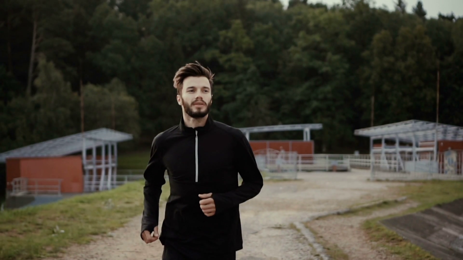 Portrait Of Bearded Sportsman Running Stock Footage SBV-320613399 ...