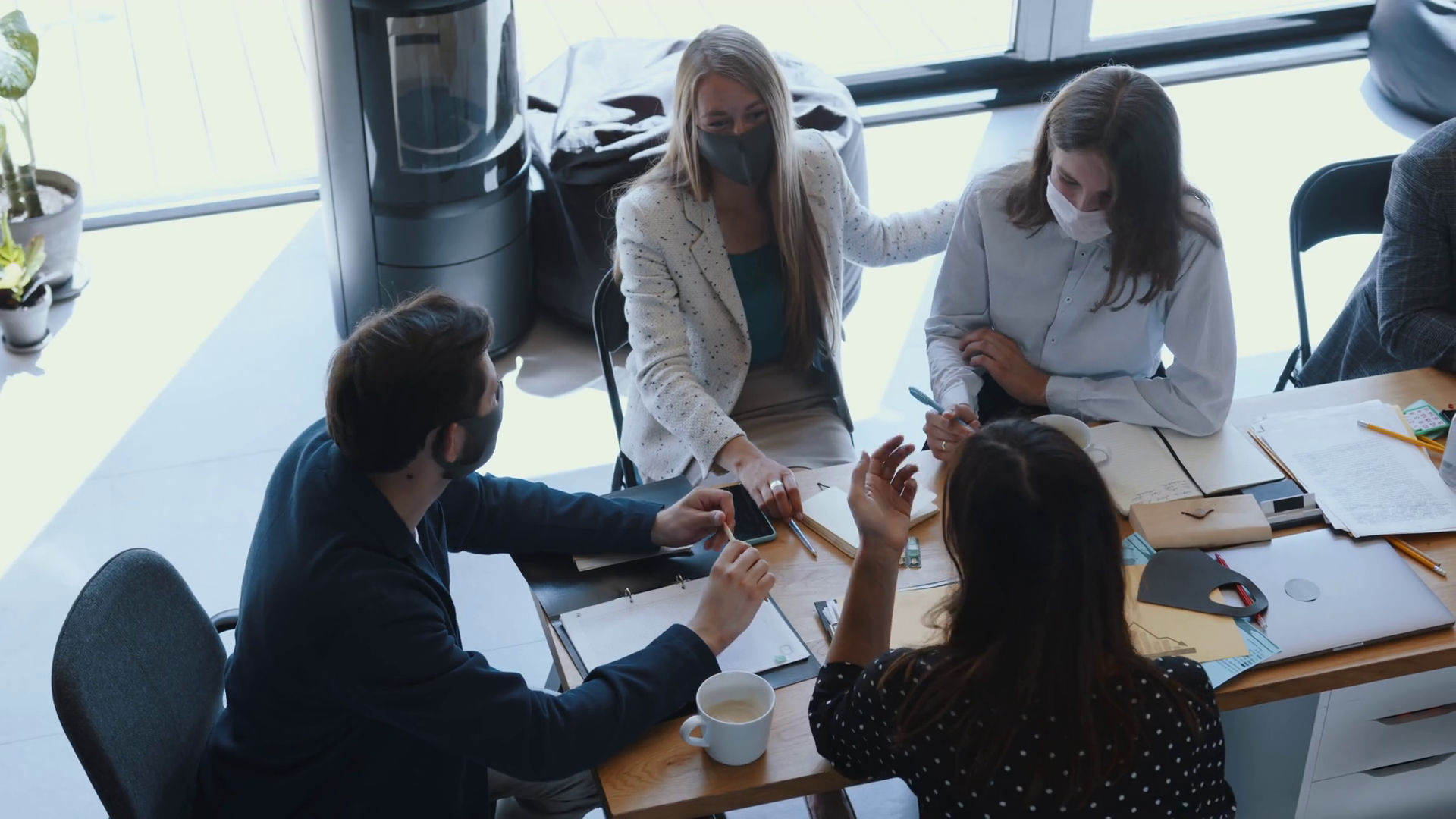 Safe Workplace Lockdown Top View Diverse Stock Footage SBV-338651620 ...