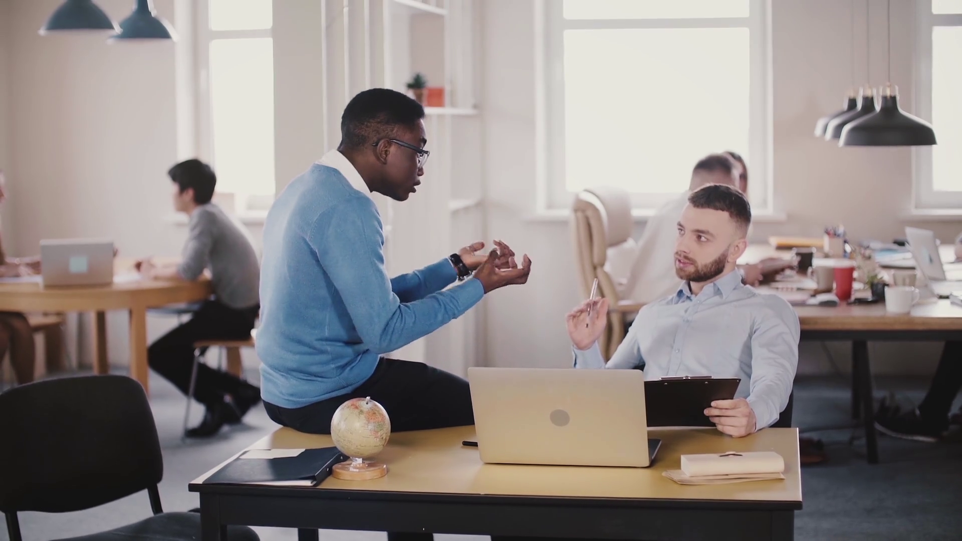 Colleagues Discuss Collaborate In Modern Stock Footage SBV-326305502 ...