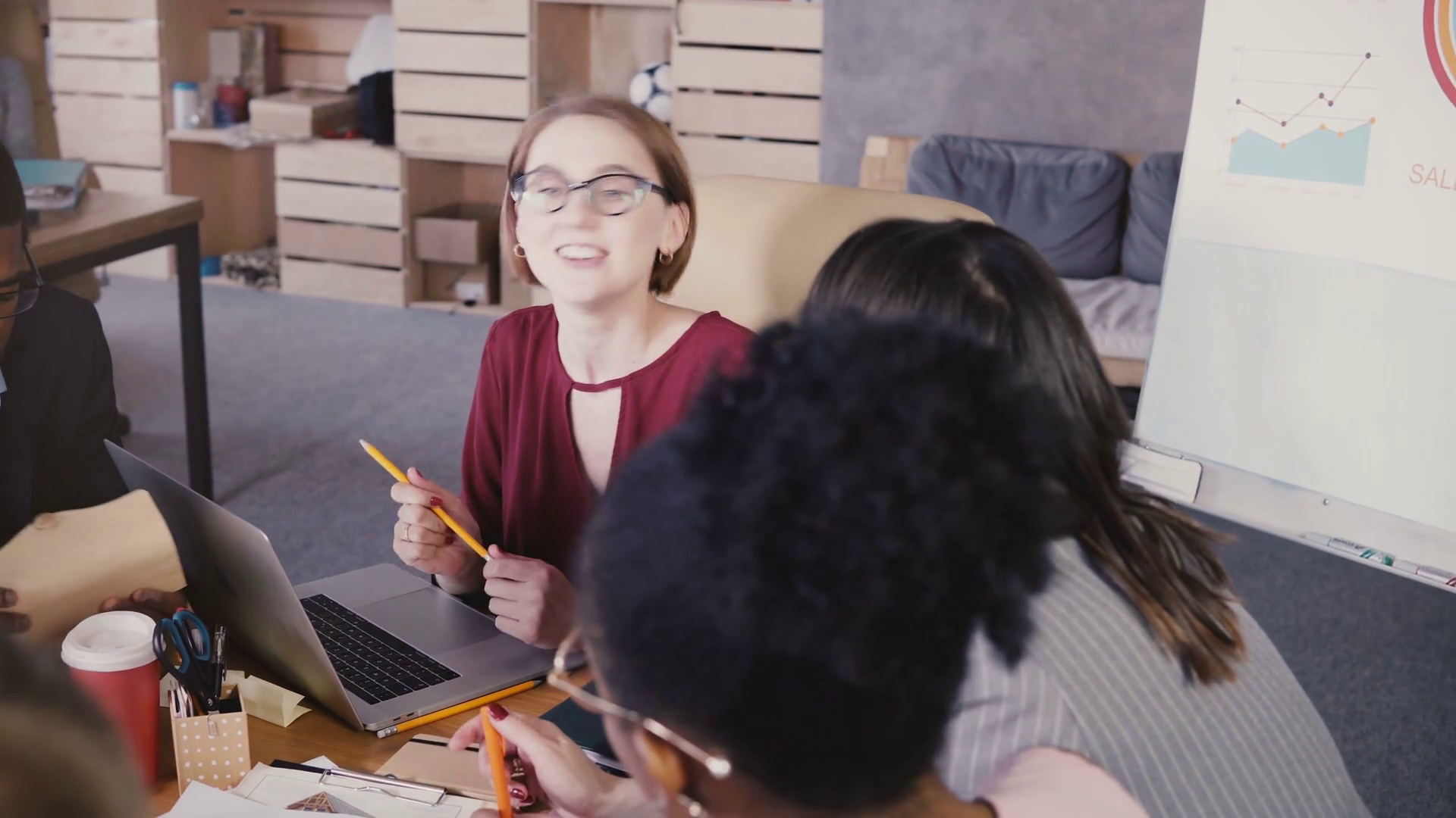 Woman Team Leader Guides Colleagues At Work Stock Footage SBV-322295676 ...