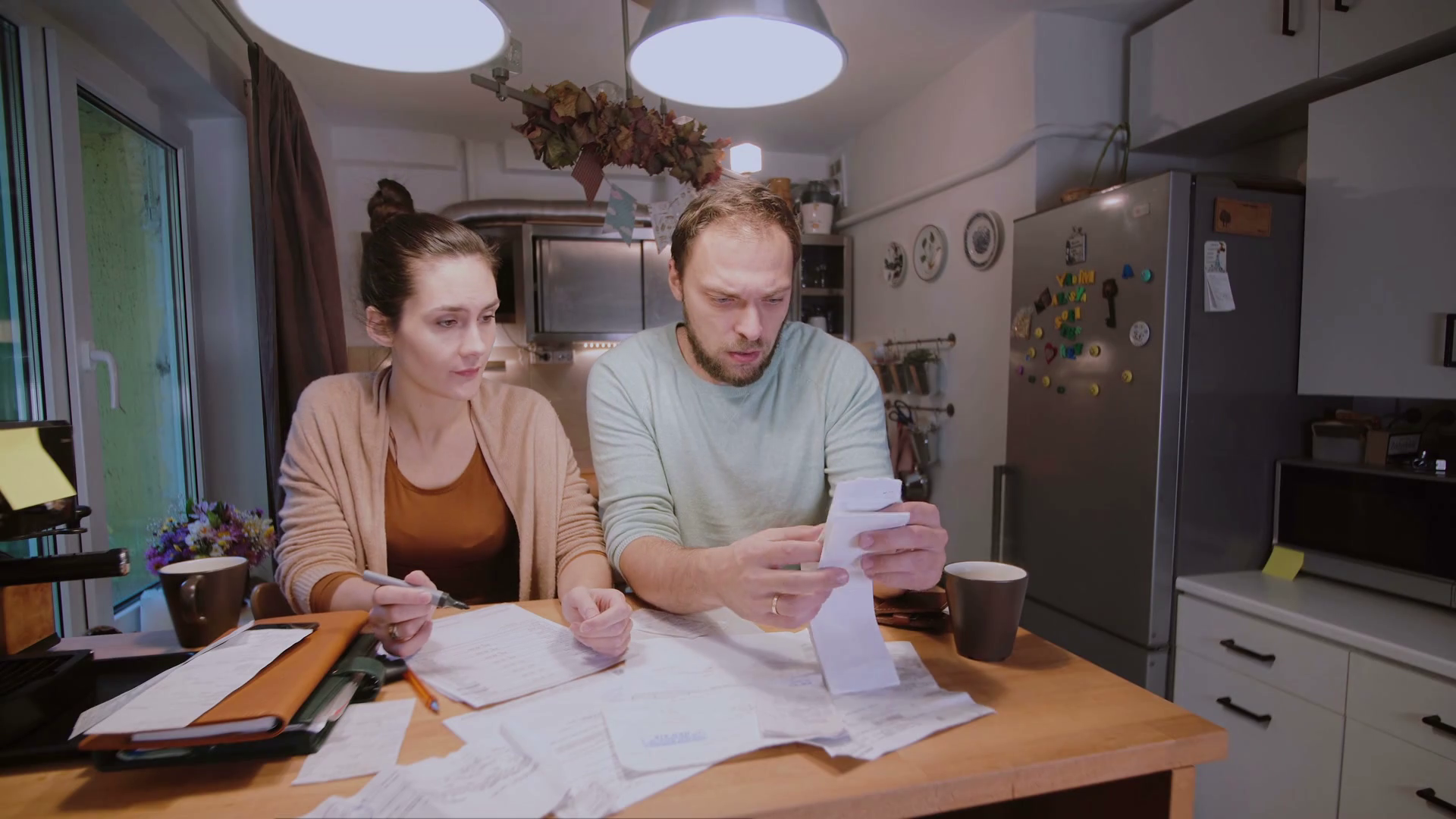 Concerned Family Reviewing Household Stock Footage SBV-313162199 ...