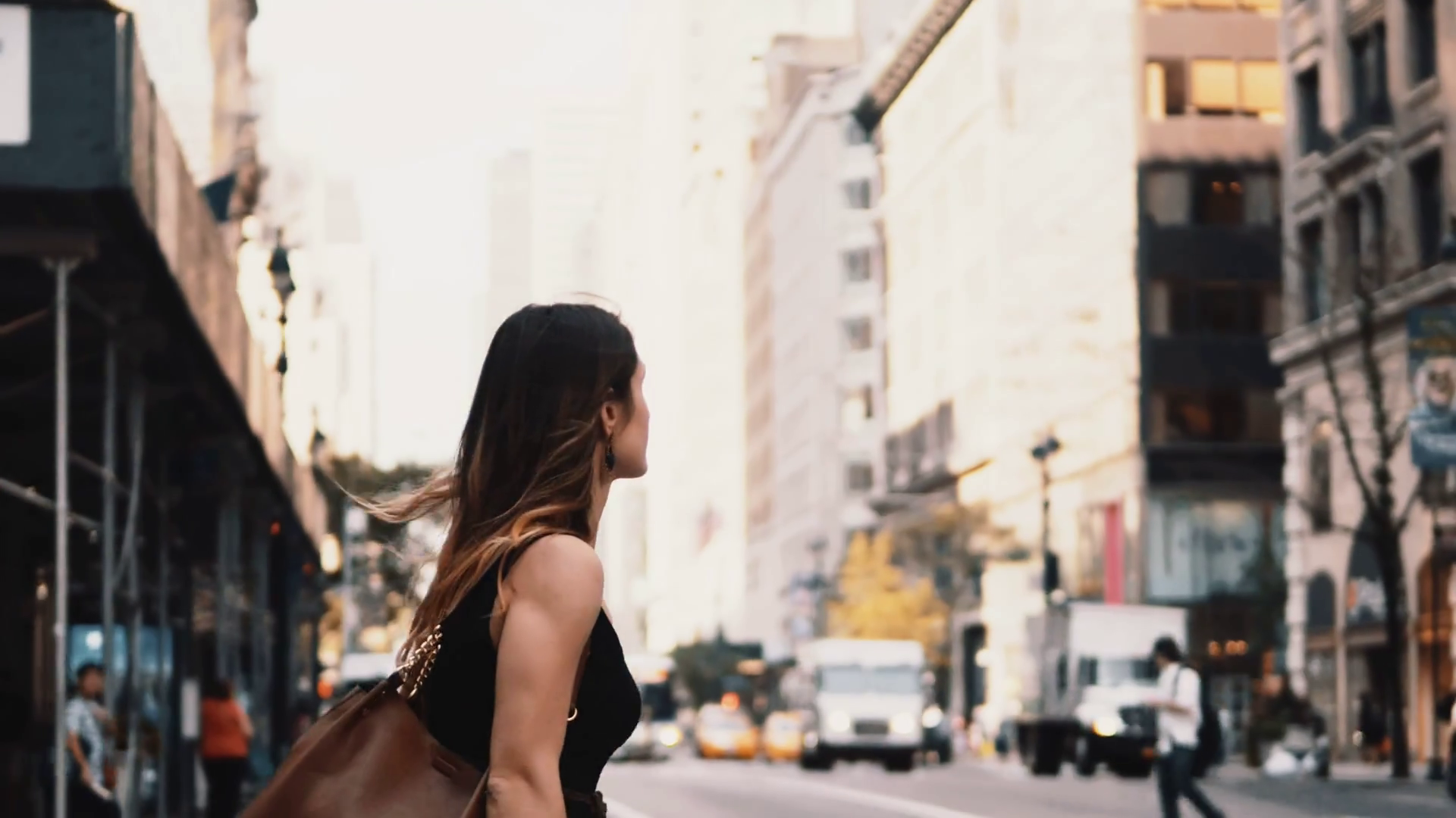 Young Beautiful Woman Crossing Road In Stock Footage SBV-324014732 ...