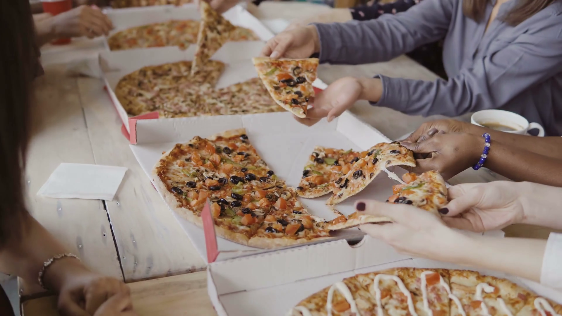 Diverse Team Enjoys Meal Together At Modern Stock Footage SBV-314782969 ...