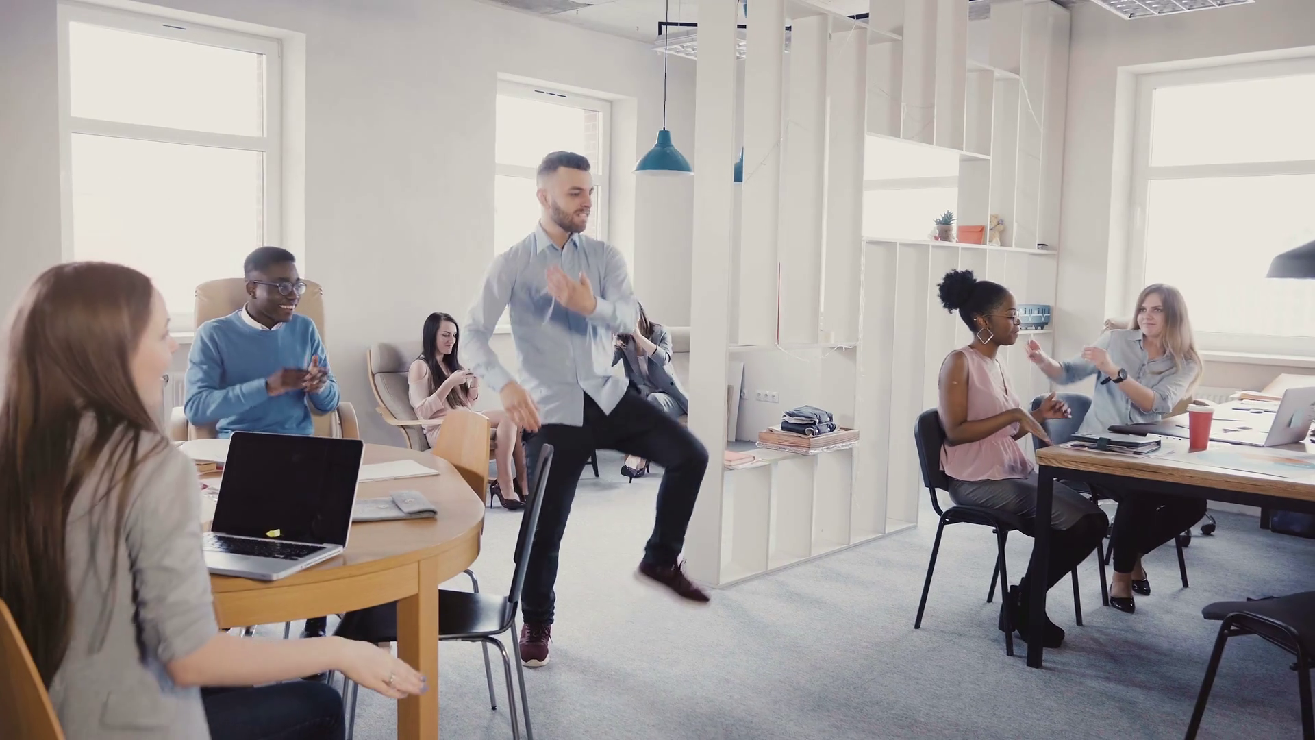 Celebrating Team Success In Modern Office 4k Stock Footage SBV ...