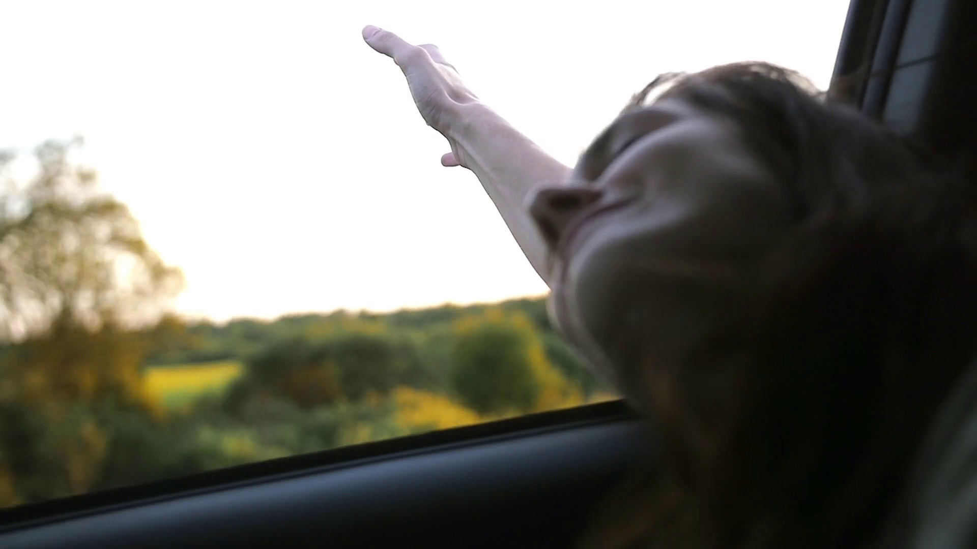 View of a woman s hand playing with wind. Hand in the air. Young woman ...