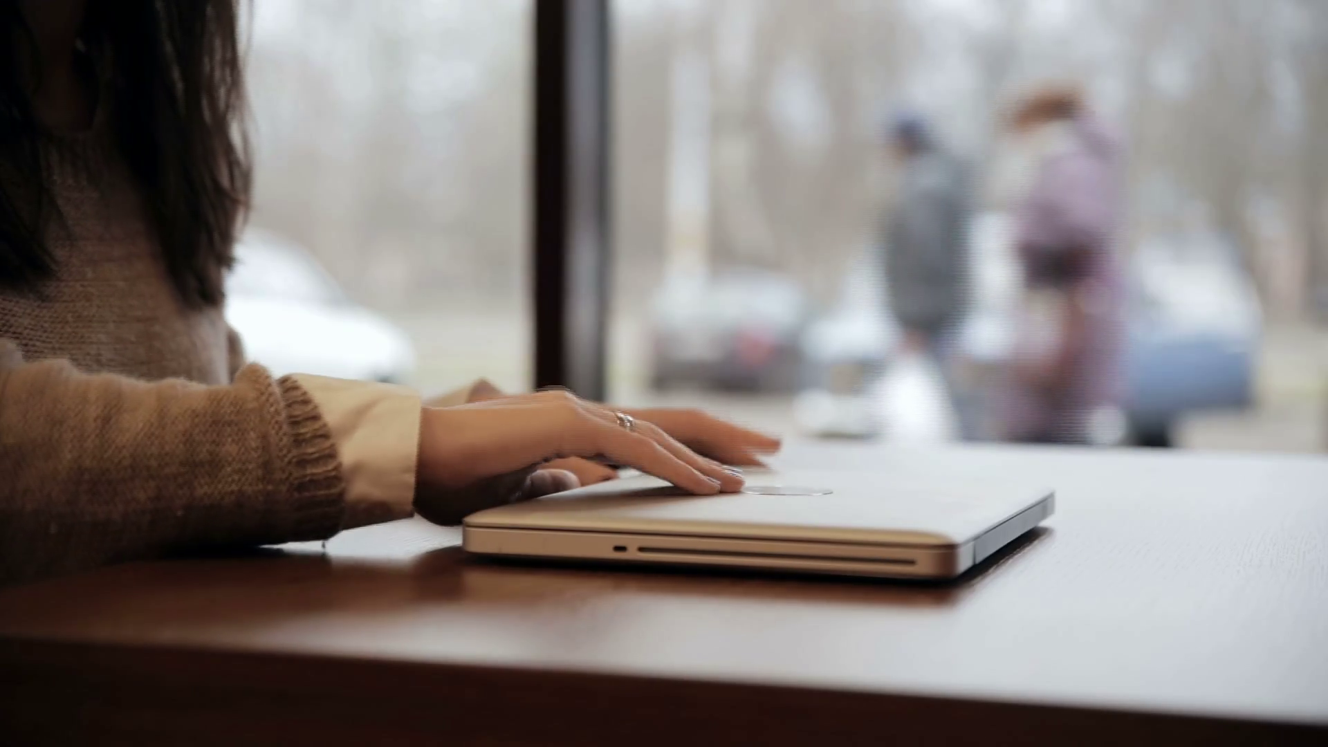 Woman Comes Opens Laptop Starts Working Stock Footage SBV-304473126 ...