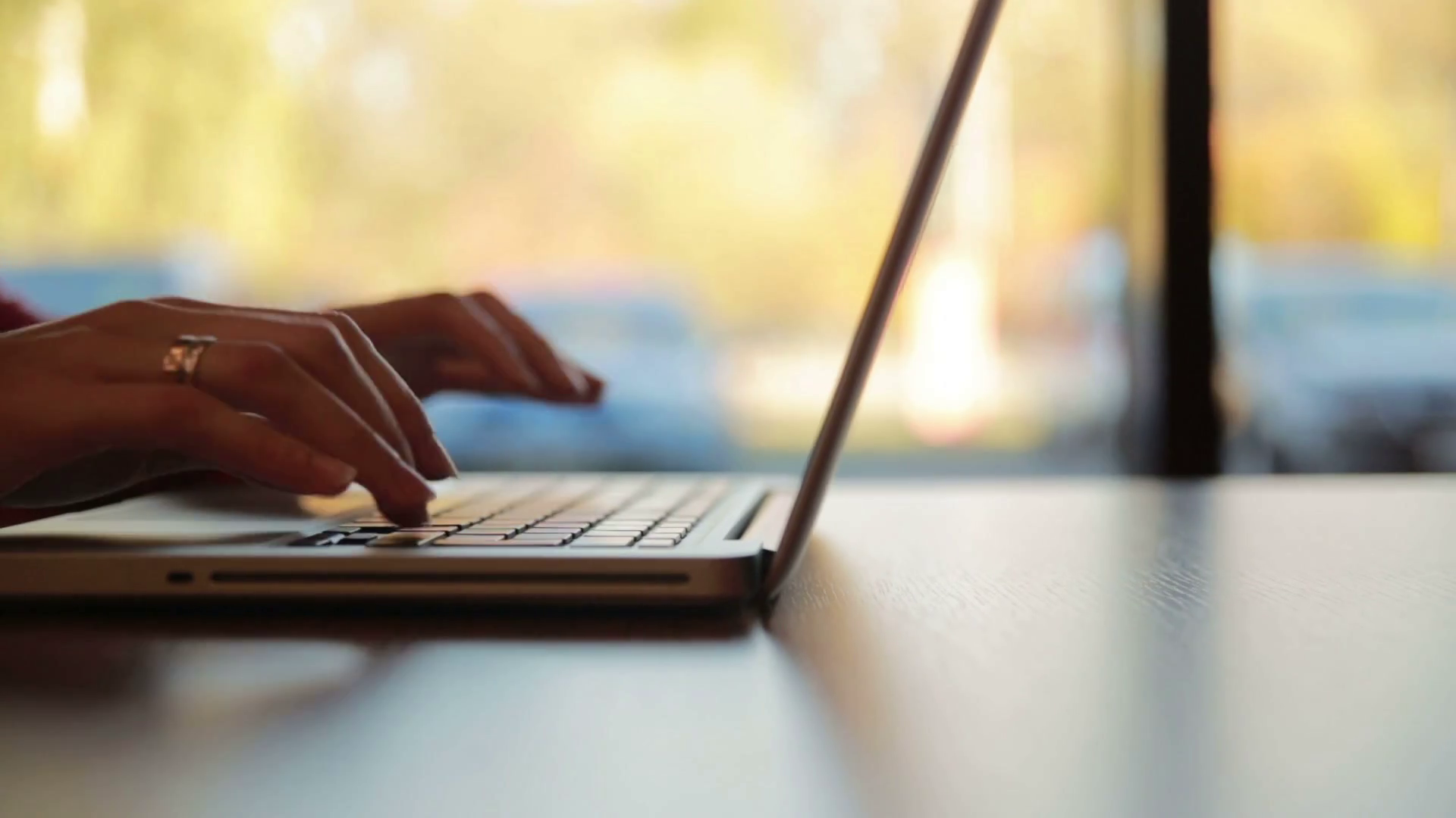 Woman Typing On Laptop Computer Slide Left Stock Footage SBV-304477418 ...