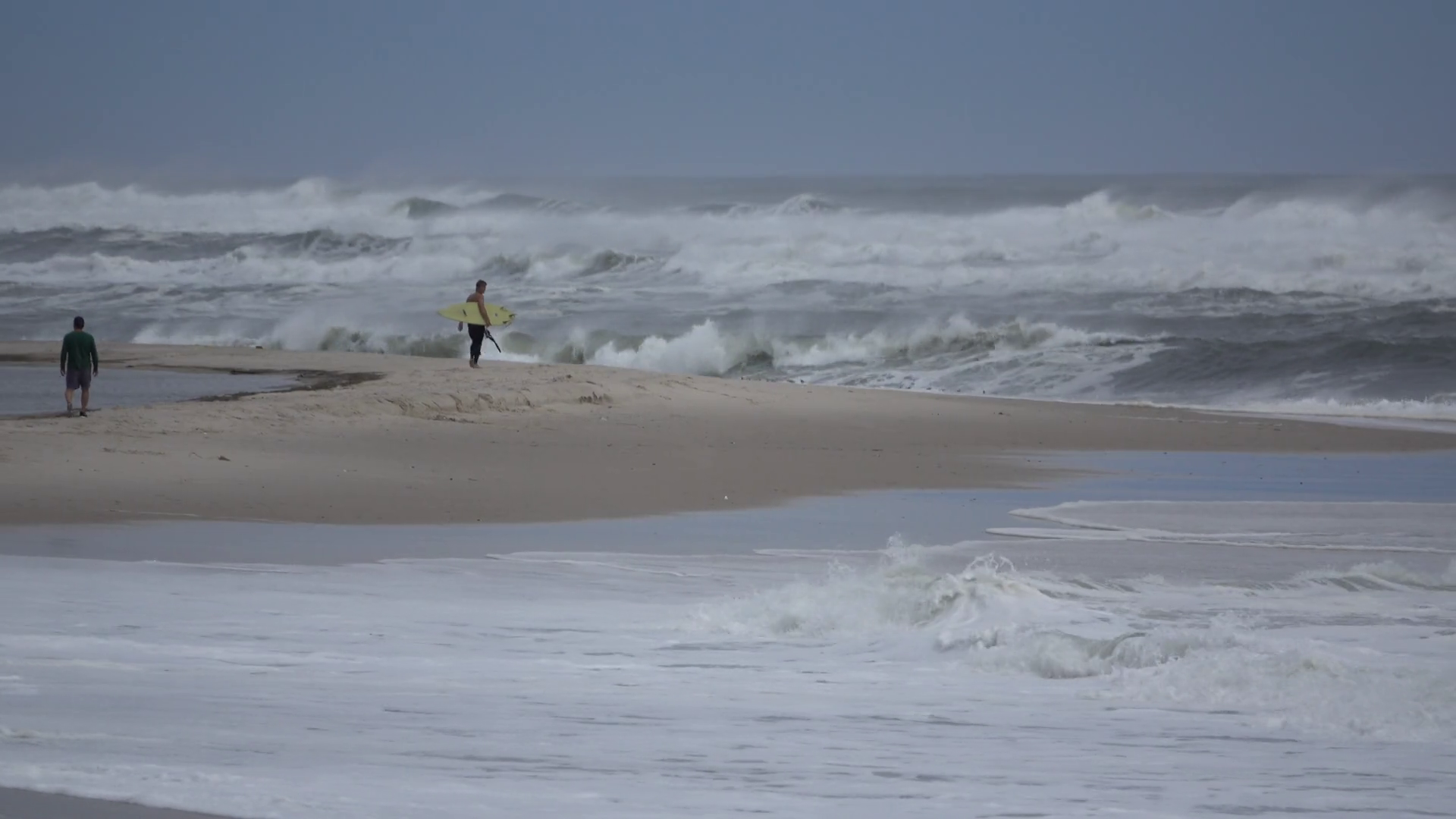Storm Blows In With People On Beach Stock Footage SBV-309819869 ...