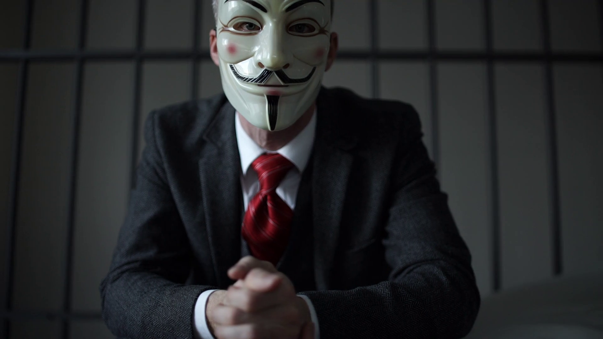 View Of Anonymous Hacker Man In Prison Stock Footage SBV-305586612 ...