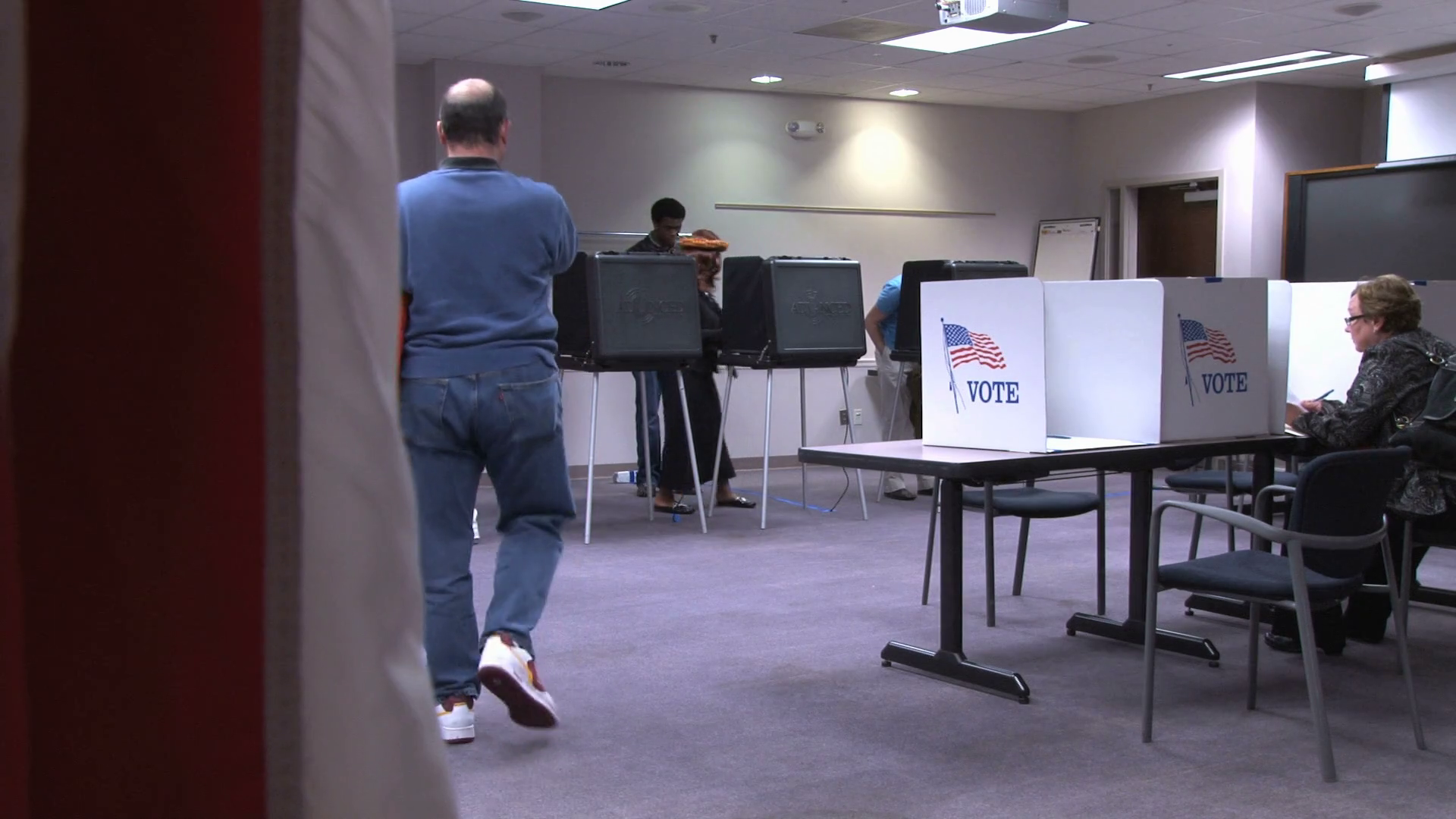 American Flag Voting Booths 3 Stock Footage SBV-300027243 - Storyblocks