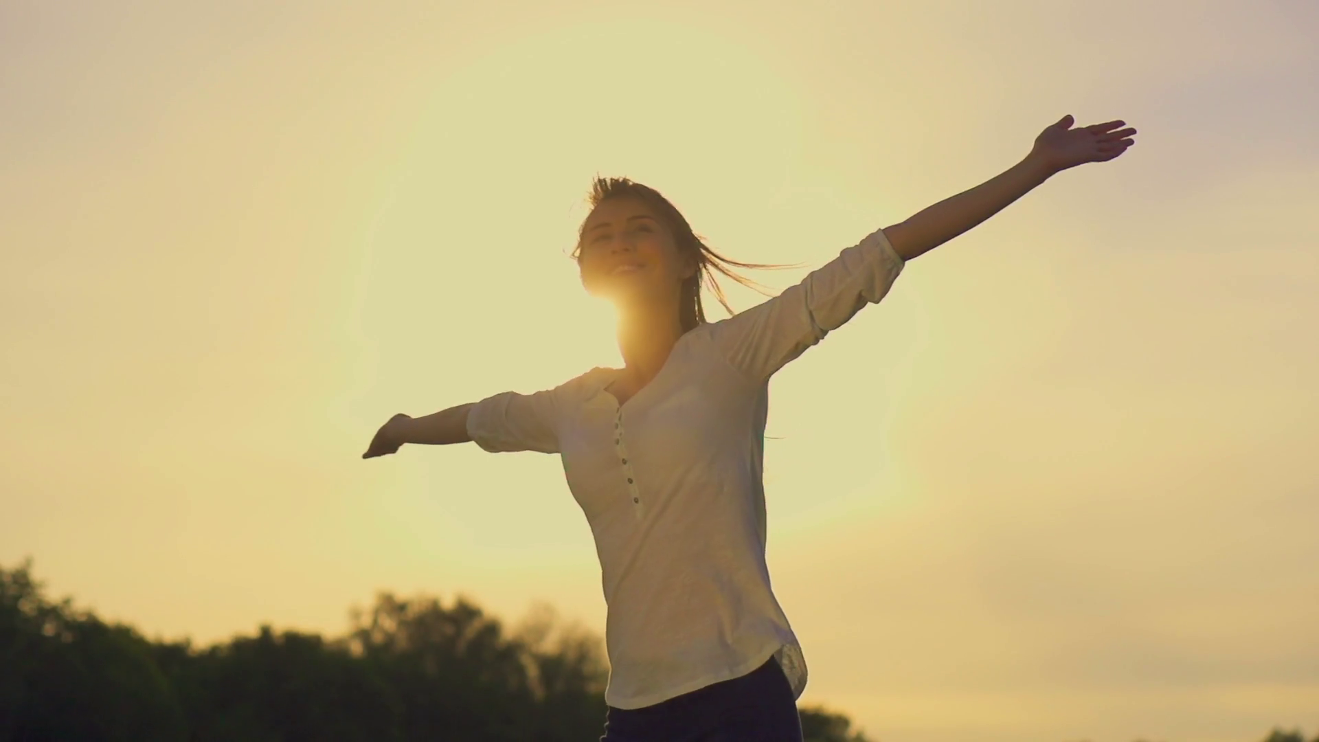 Graceful Woman Dancing Outdoors At Sunset Stock Footage SBV-305543295 ...