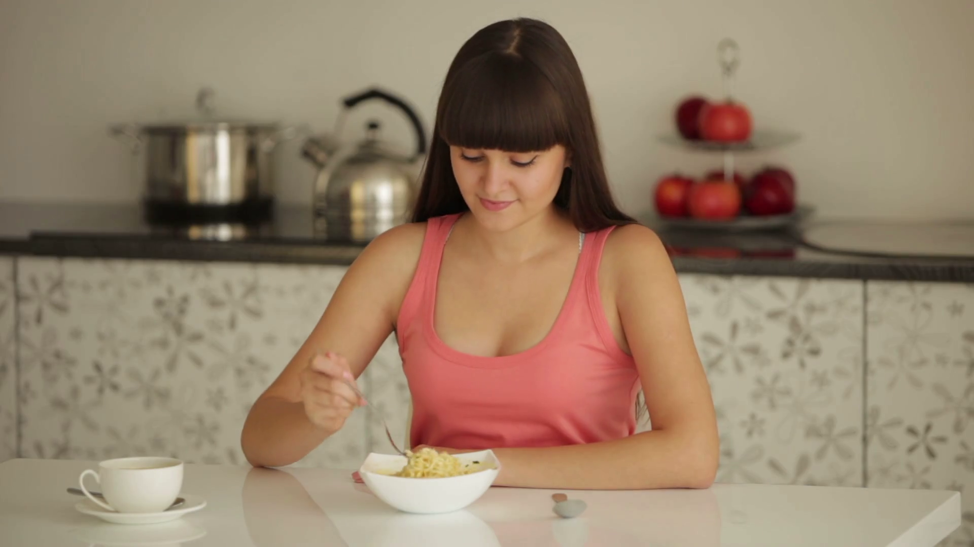 Elegant Person Enjoying Meal At Table Stock Footage SBV-303976585 ...