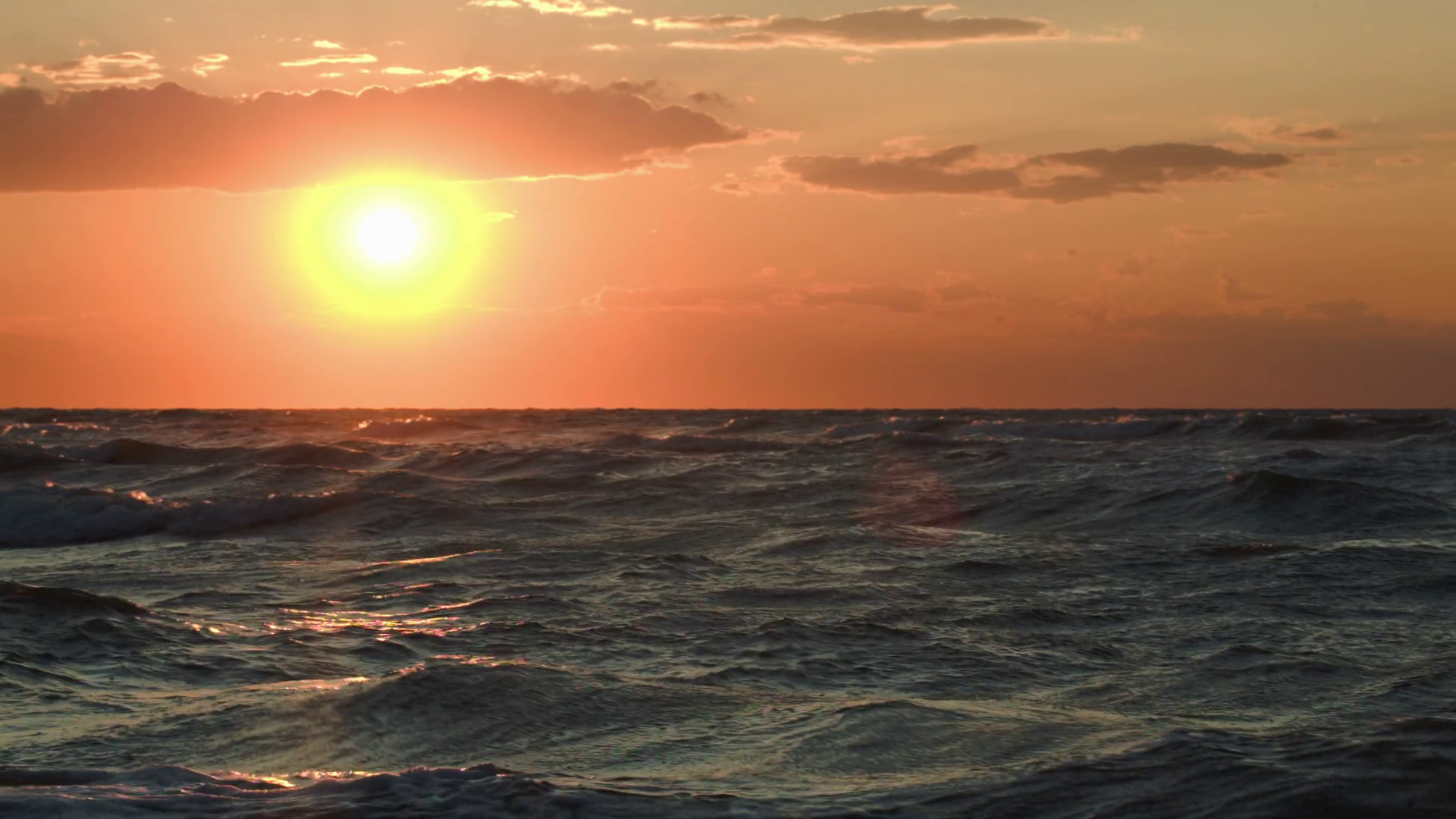Beautiful Golden Sunset Over Sea With Strong Stock Footage SBV ...