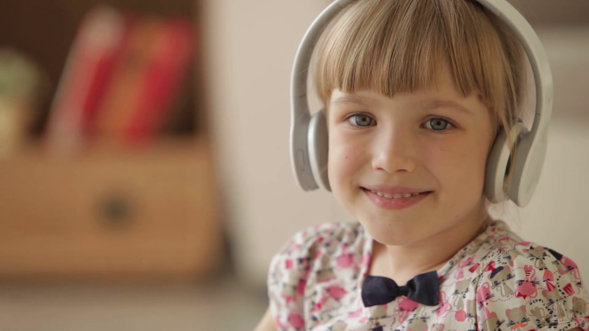 Joyful Child Wearing Headset Smiling Stock Footage SBV-303489654 ...