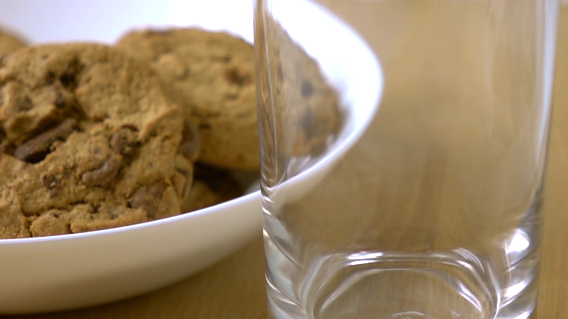 Chocolate Chip Cookies Milk Being Poured In Stock Footage SBV-310466371 ...
