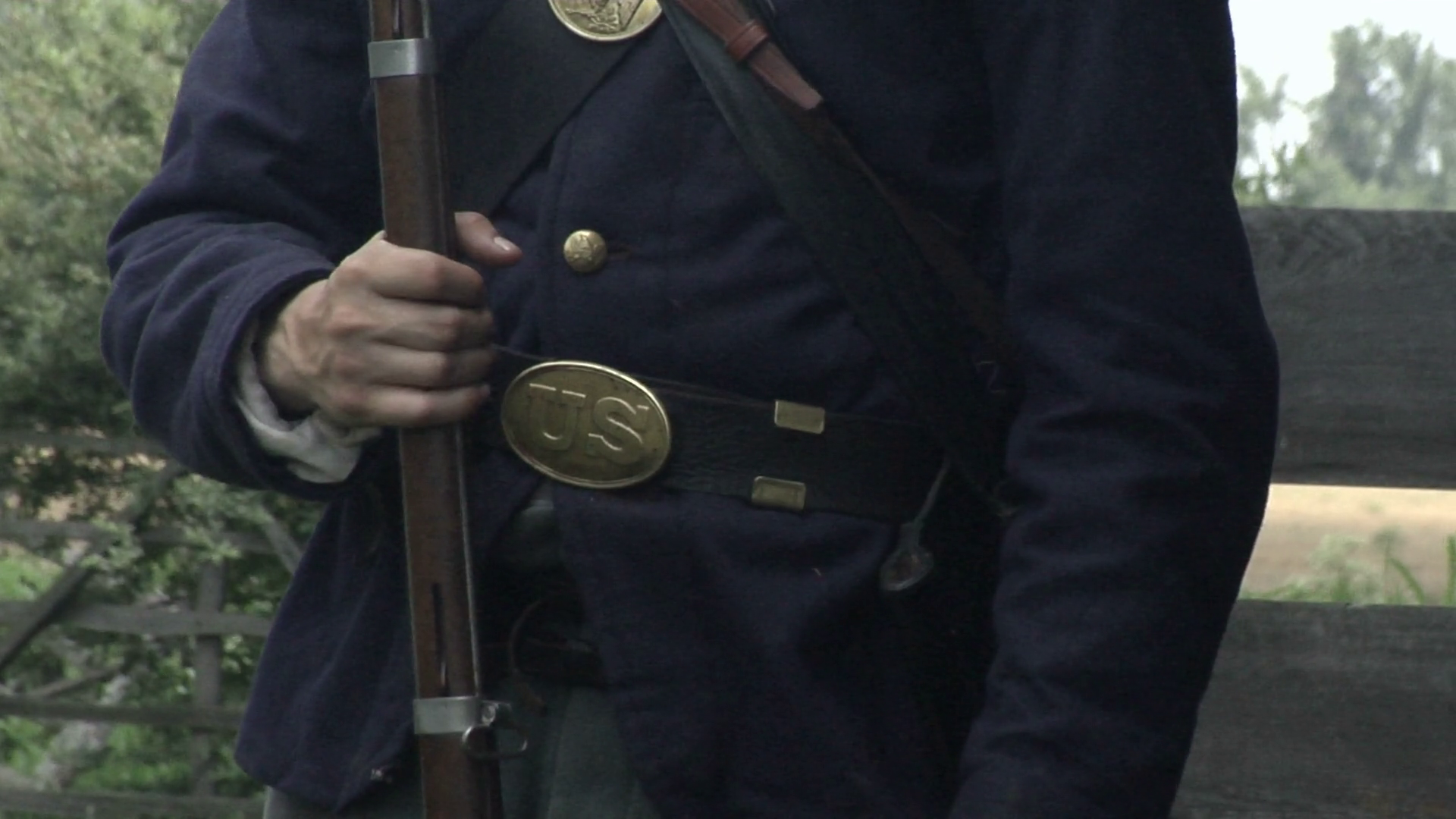 Civil War Era Union Soldier Hoists Musket Stock Footage SBV-300208764 ...