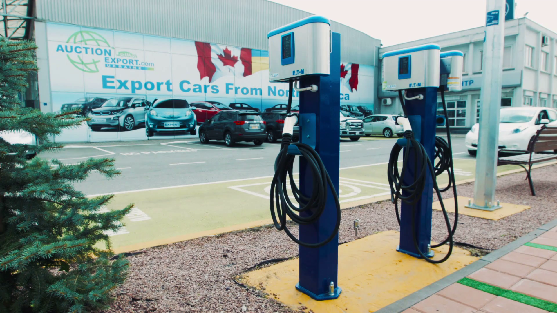 Depot Recharging Electric Cars With Two Stock Footage SBV-308601253 ...