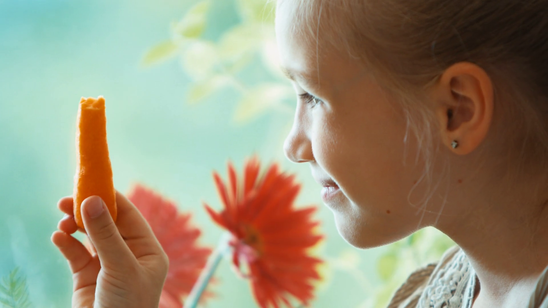 Extreme Closeup Portrait Girl Eating Carrot Stock Footage SBV-303503933 ...