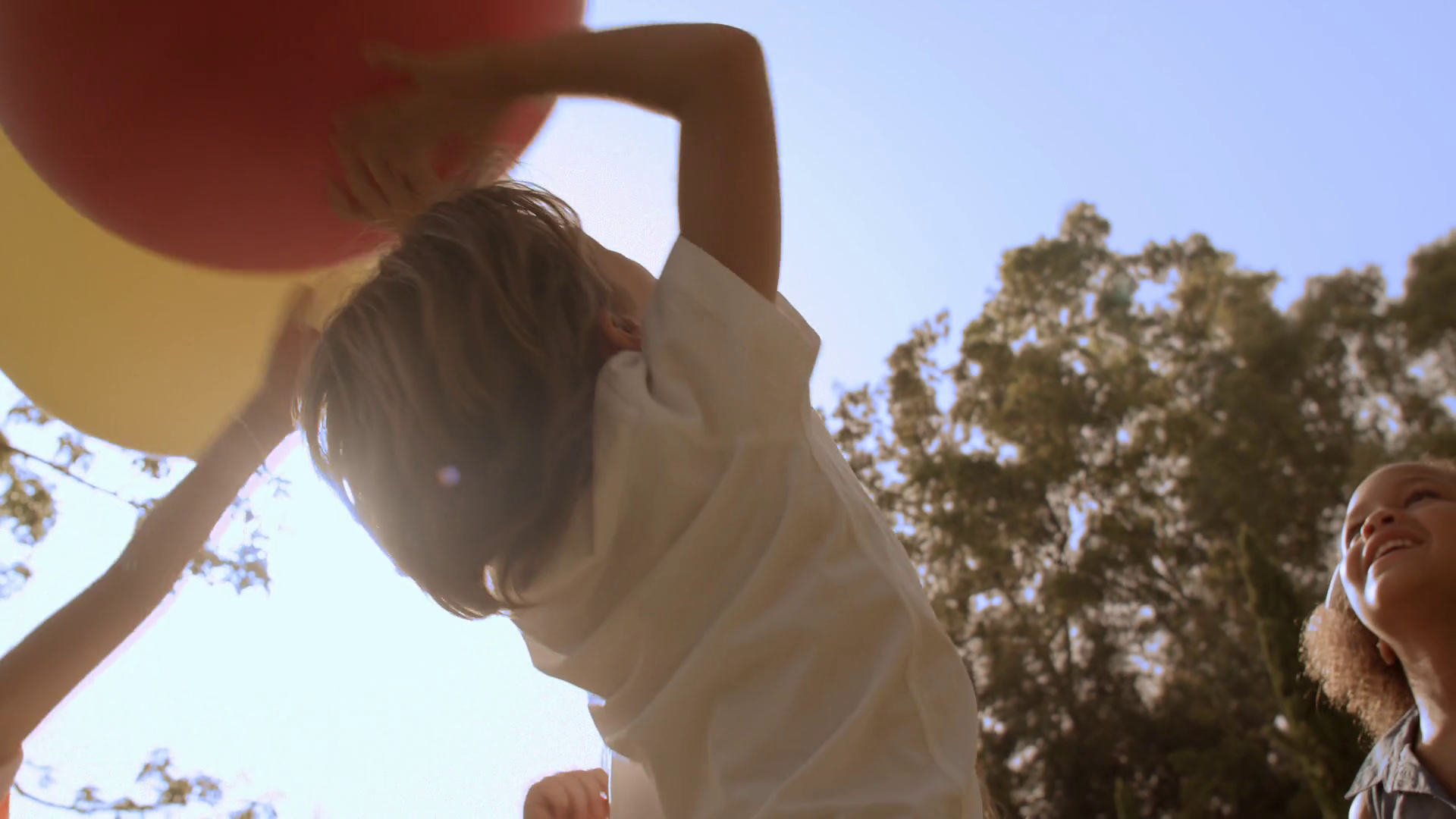Five Children Jumping Balloons In Park Stock Footage SBV-308240552 ...
