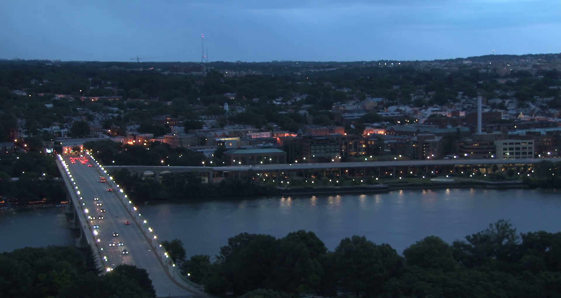 Georgetown Skyline and Bridge at Twilight Stock Video Footage 00:19 SBV ...