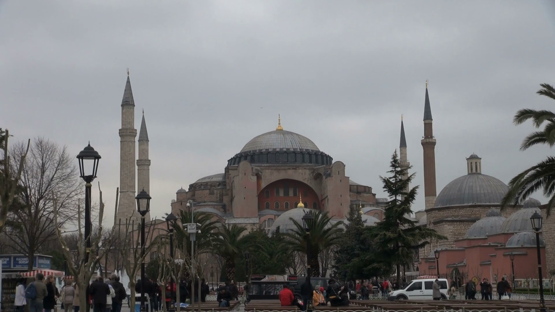Hagia Sophia Mosque Above Crowded Street Stock Footage SBV-300164883 ...