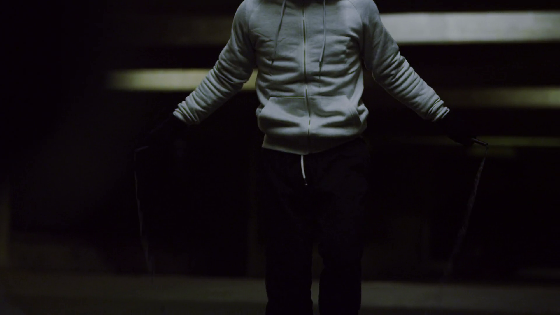 Hooded Athlete Skipping Intensely At Night Stock Footage SBV-300521504 ...