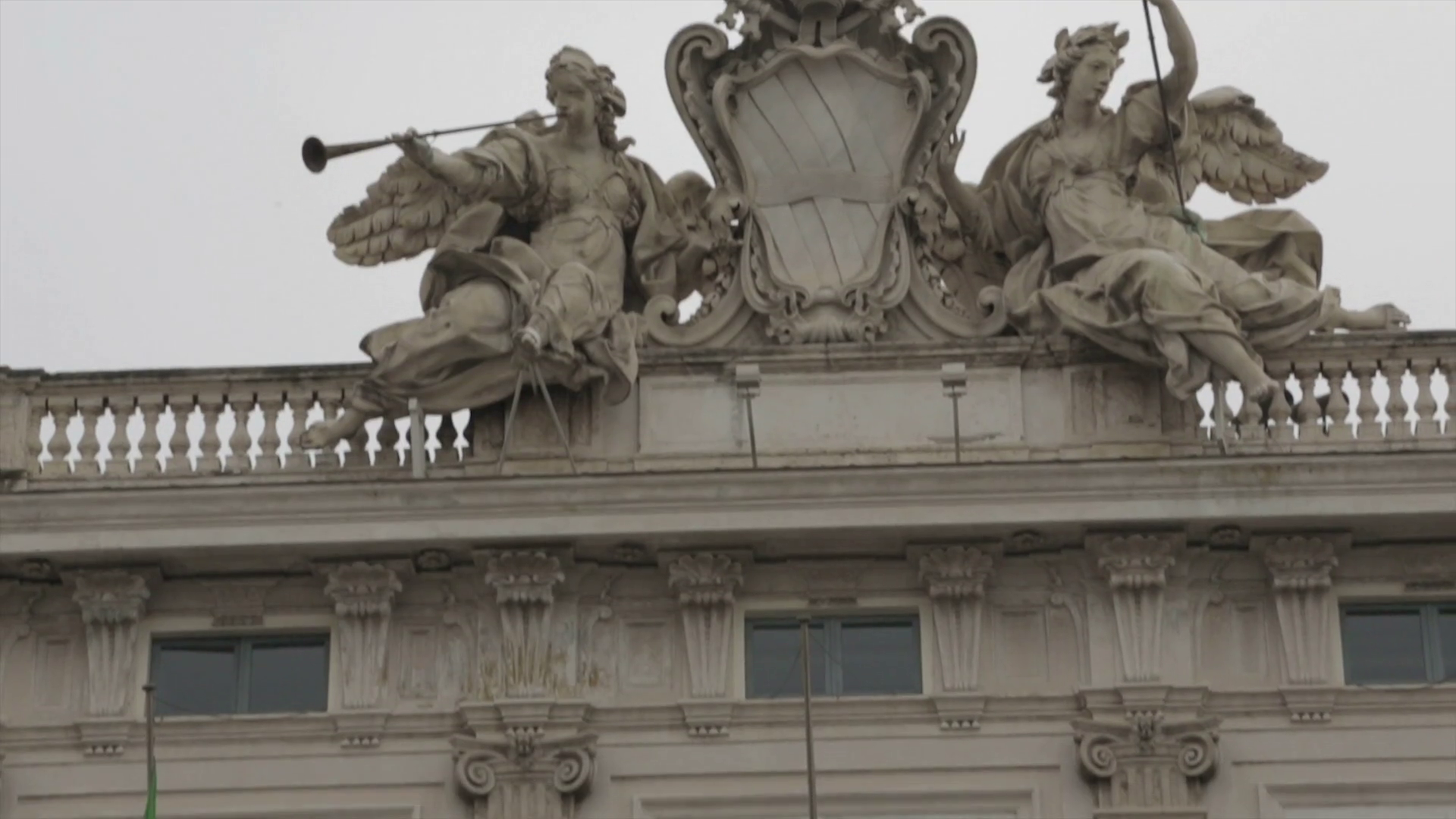 Italian Government Palace Of Front With Flags Stock Footage SBV ...