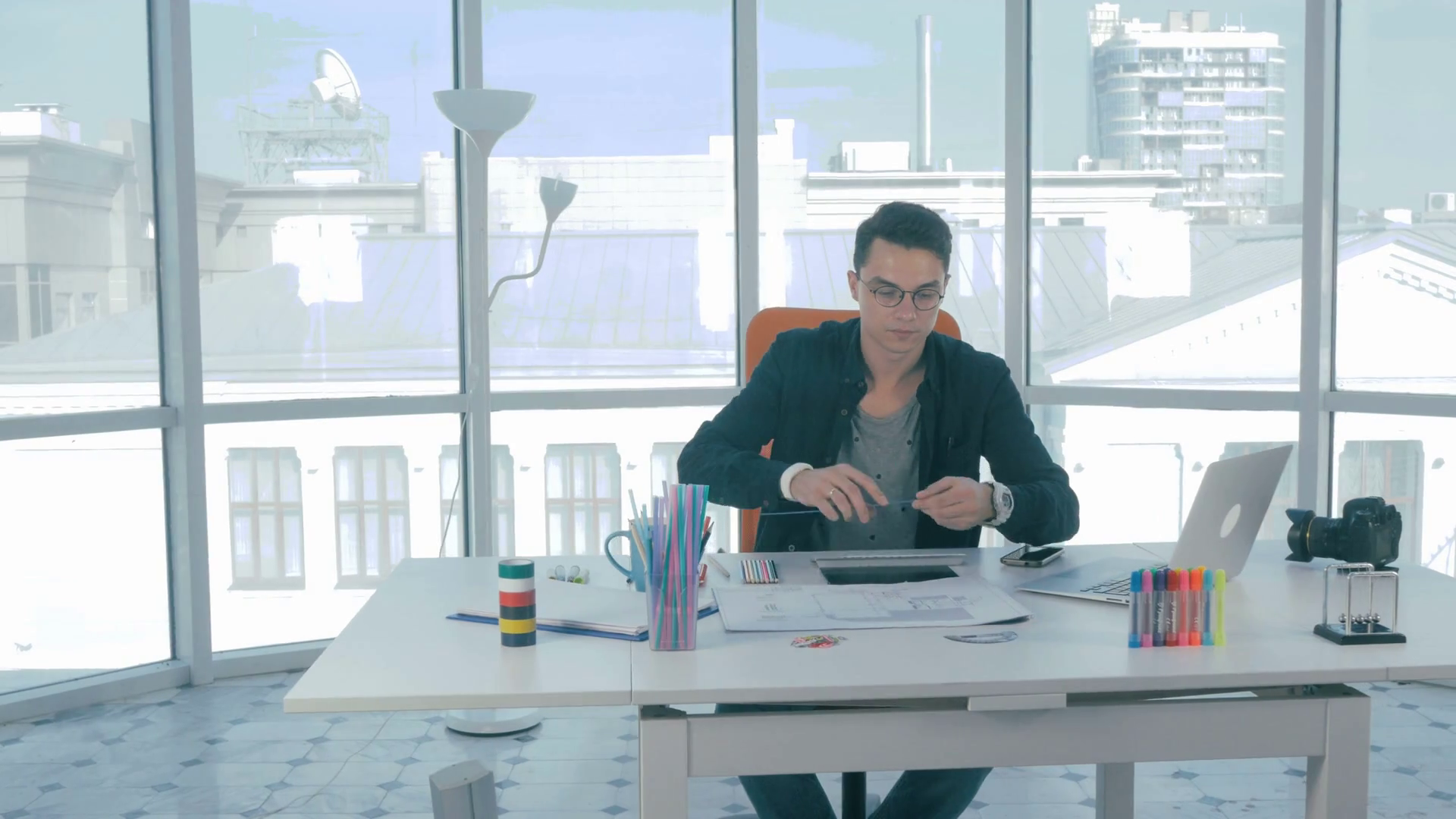 Male Realtor Worling In Office With Real Stock Footage SBV-309787271 ...