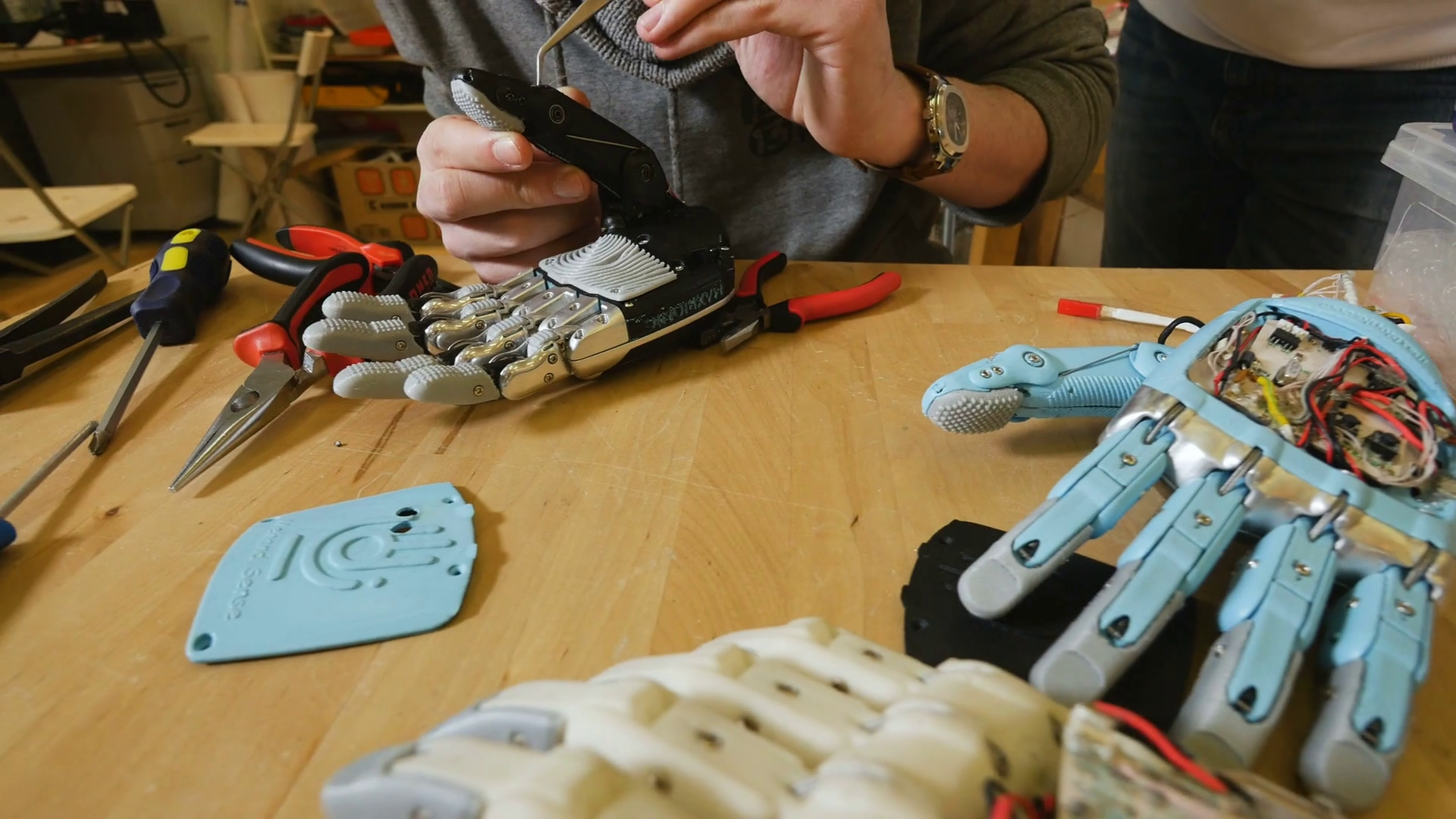 Man Builds Innovative Product - Robotic Arm Stock Footage SBV-312571532 ...